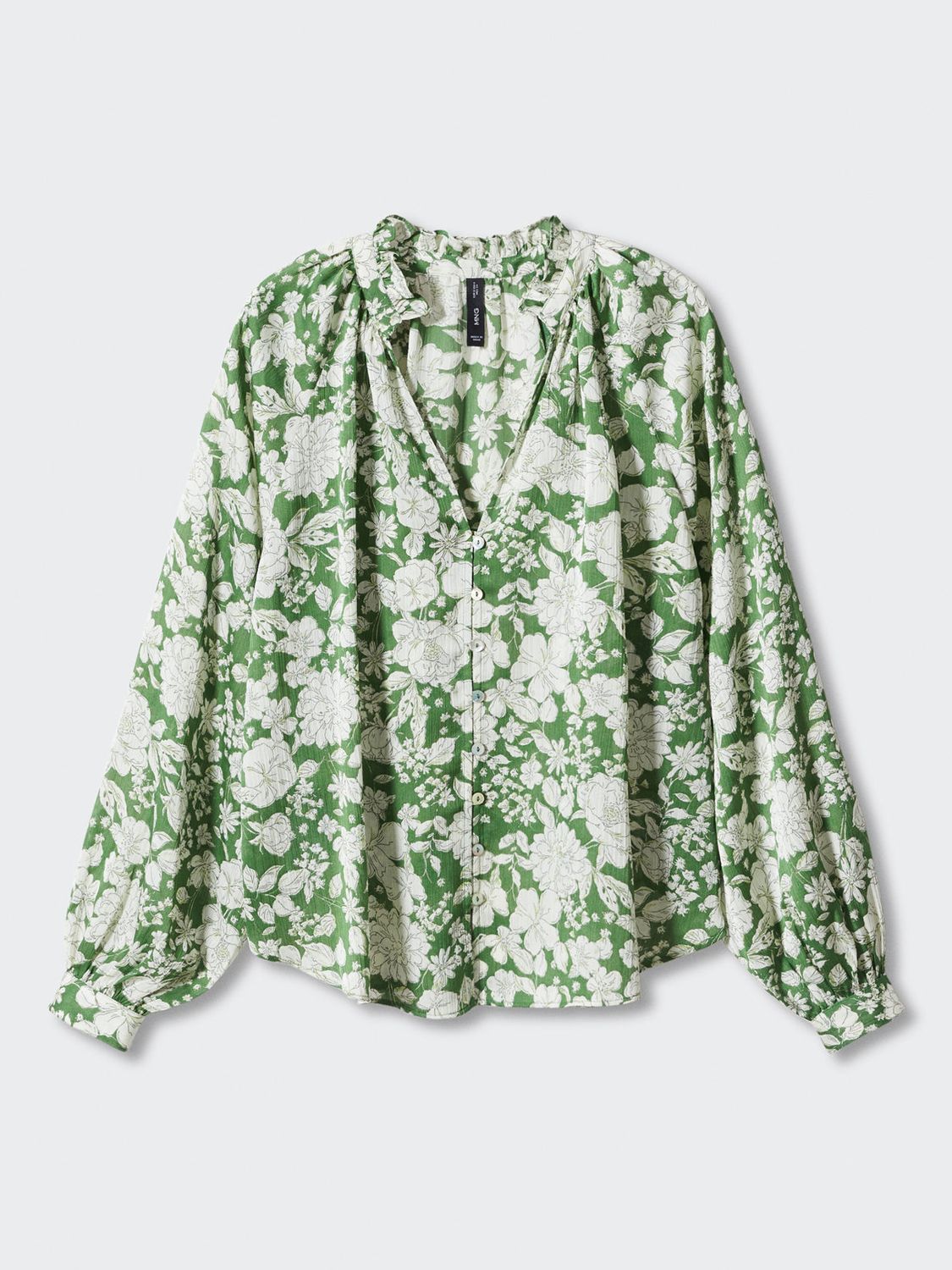 MANGO Lila Floral Blouse in Green | endource