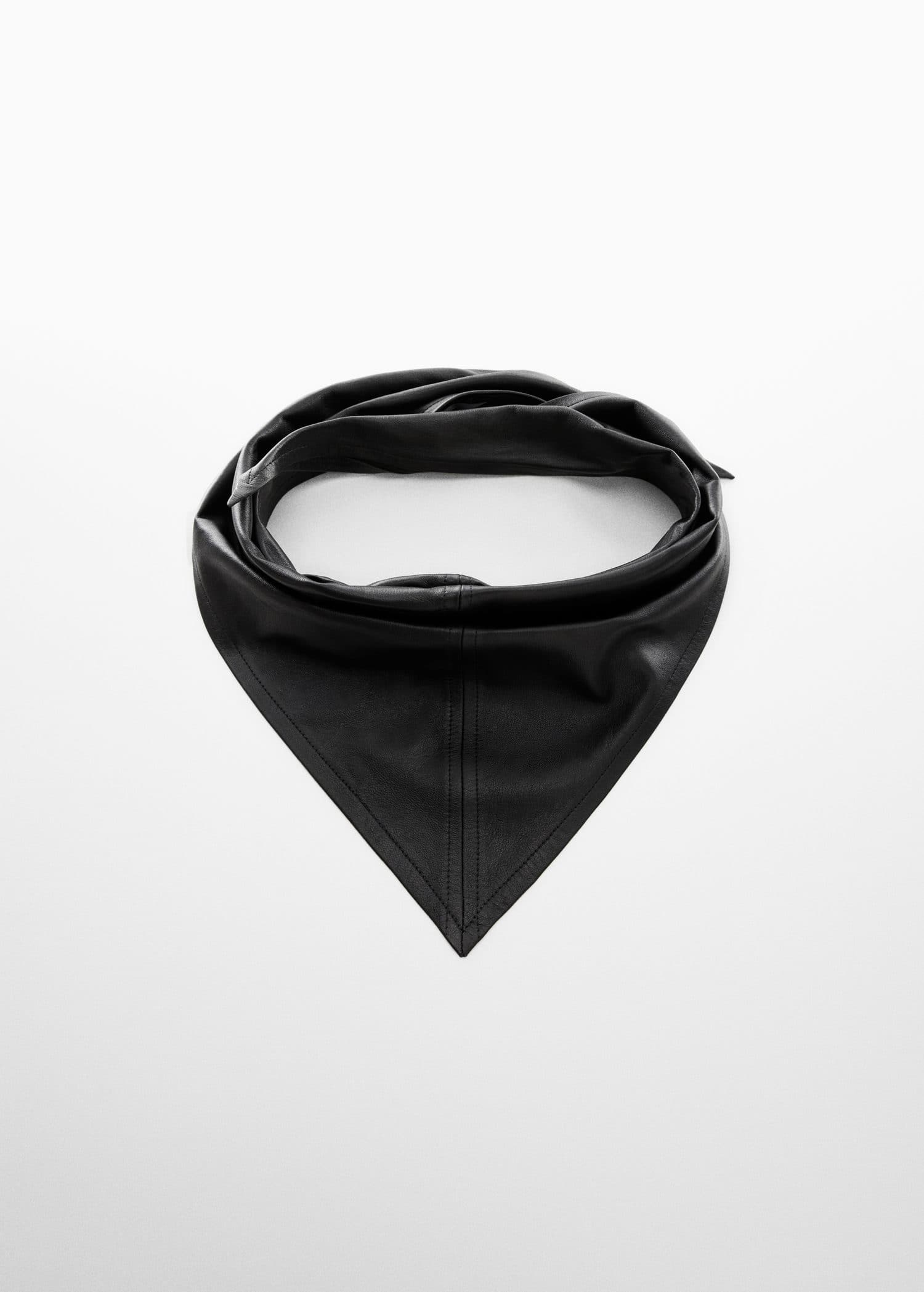MANGO Leather Handkerchief in Black | endource