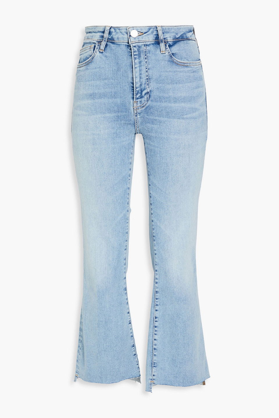 FRAME Le Crop Mini Boot High-Rise Bootcut Jeans in Blue | endource