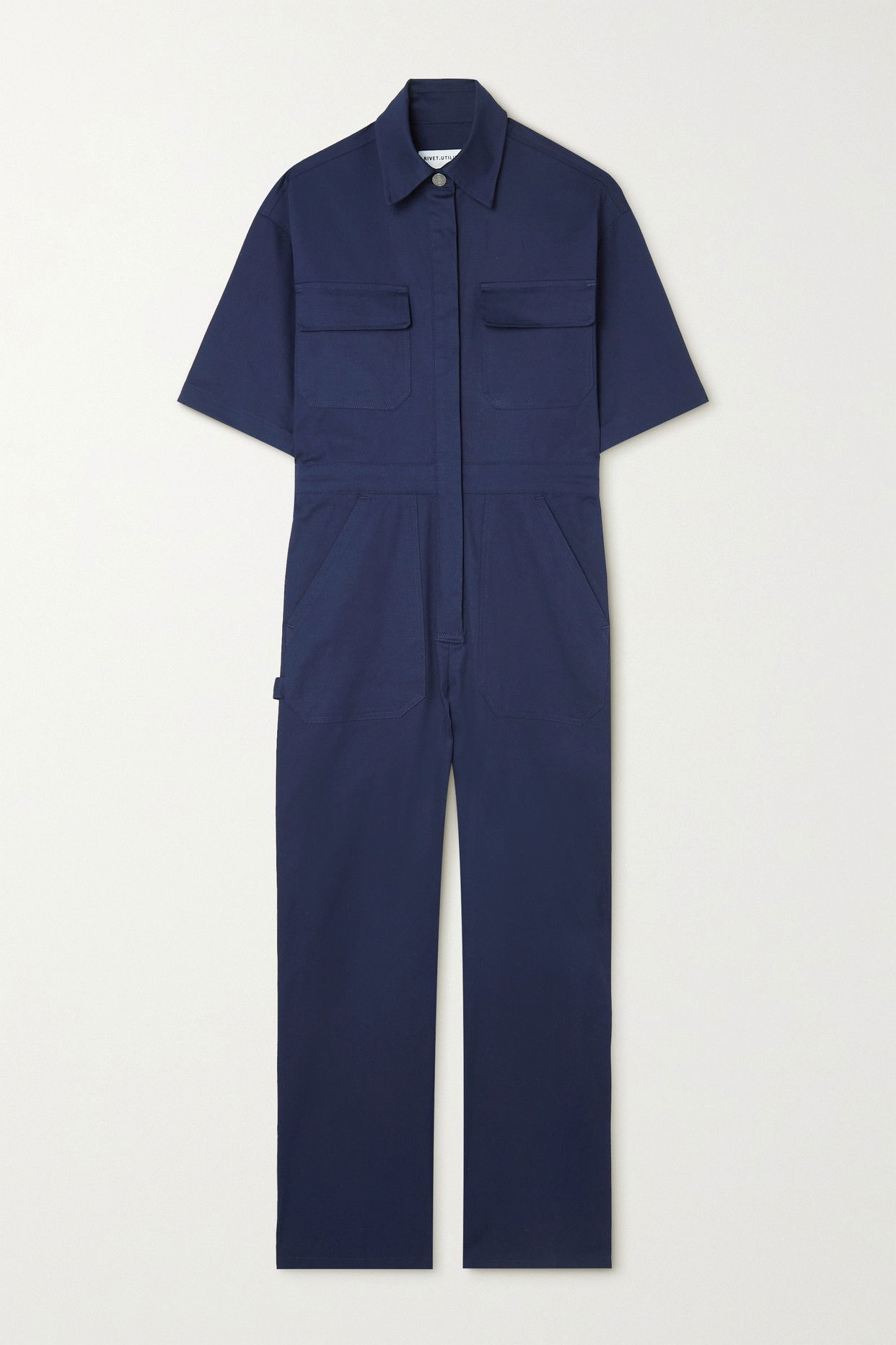 RIVET UTILITY Dynamo Stretch-Organic Cotton Jumpsuit in Blue | Endource
