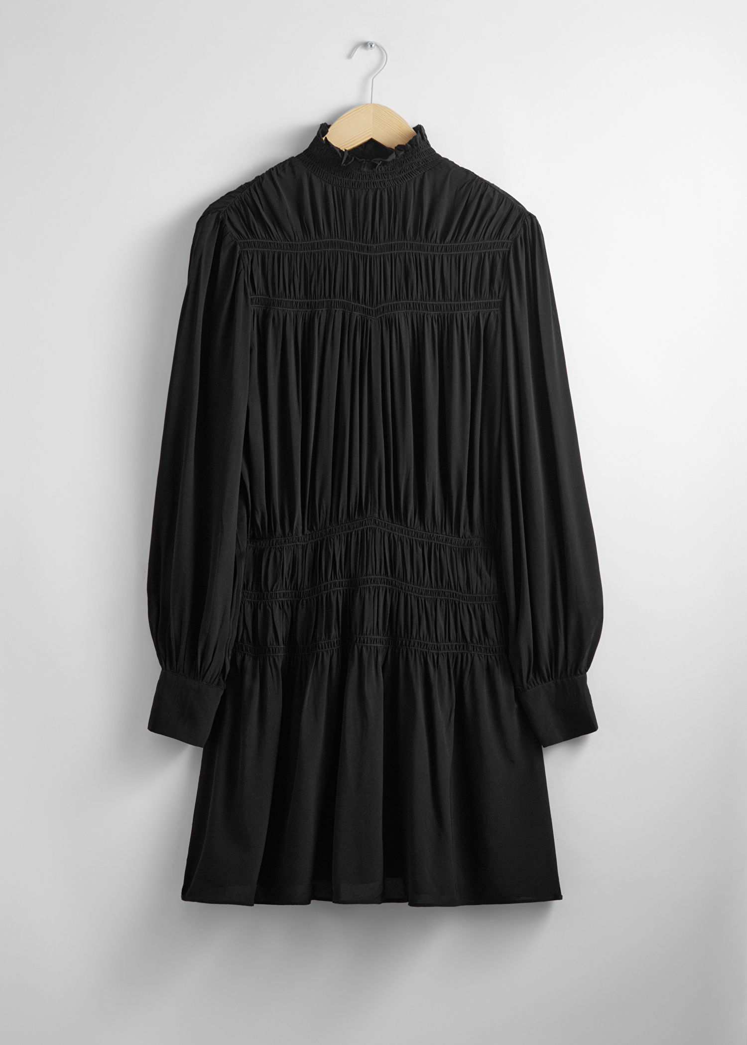 & OTHER STORIES Smocked-Neck Mini Dress in Black | endource