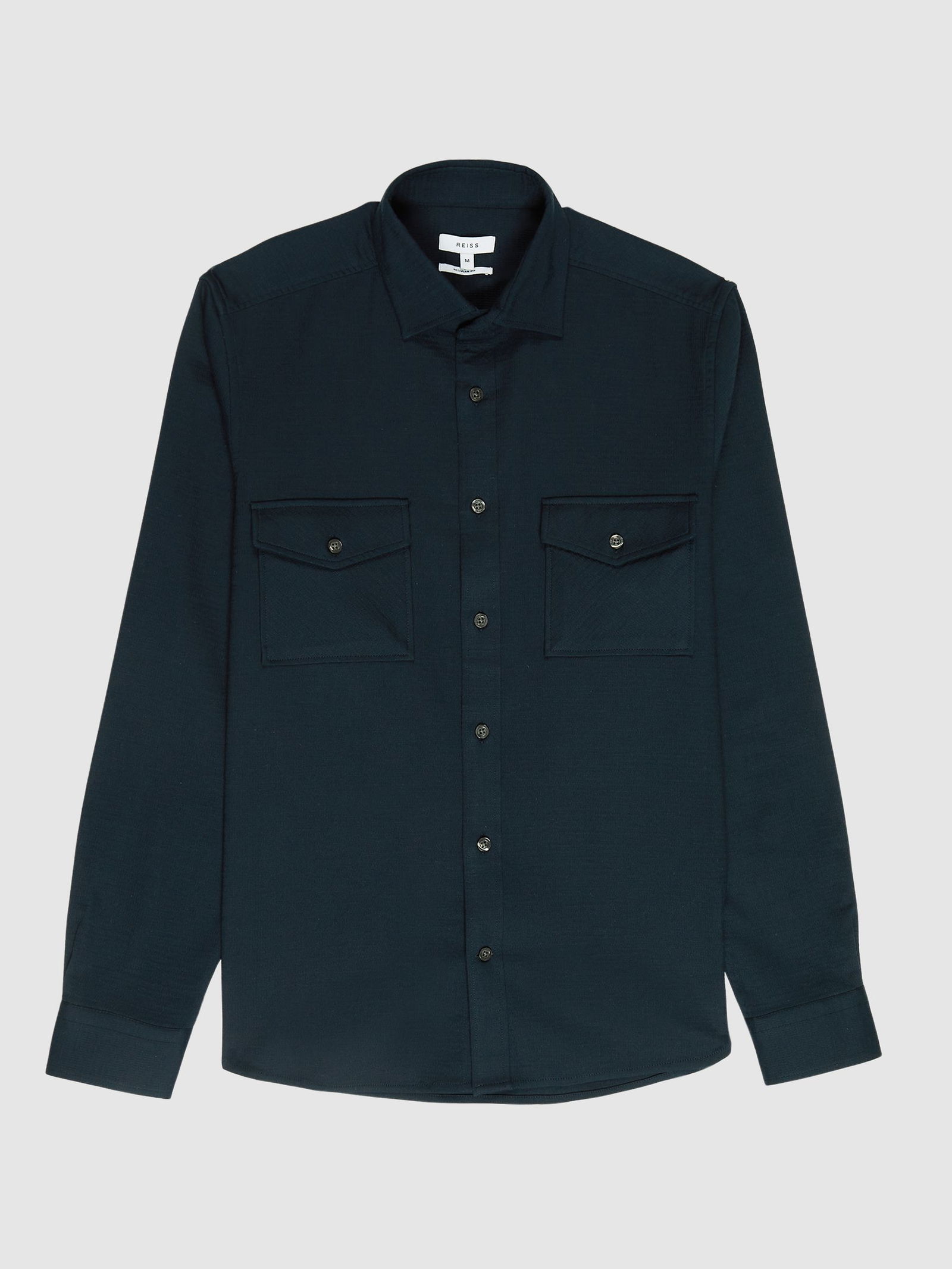 REISS James Twill Jersey Overshirt in Navy | endource