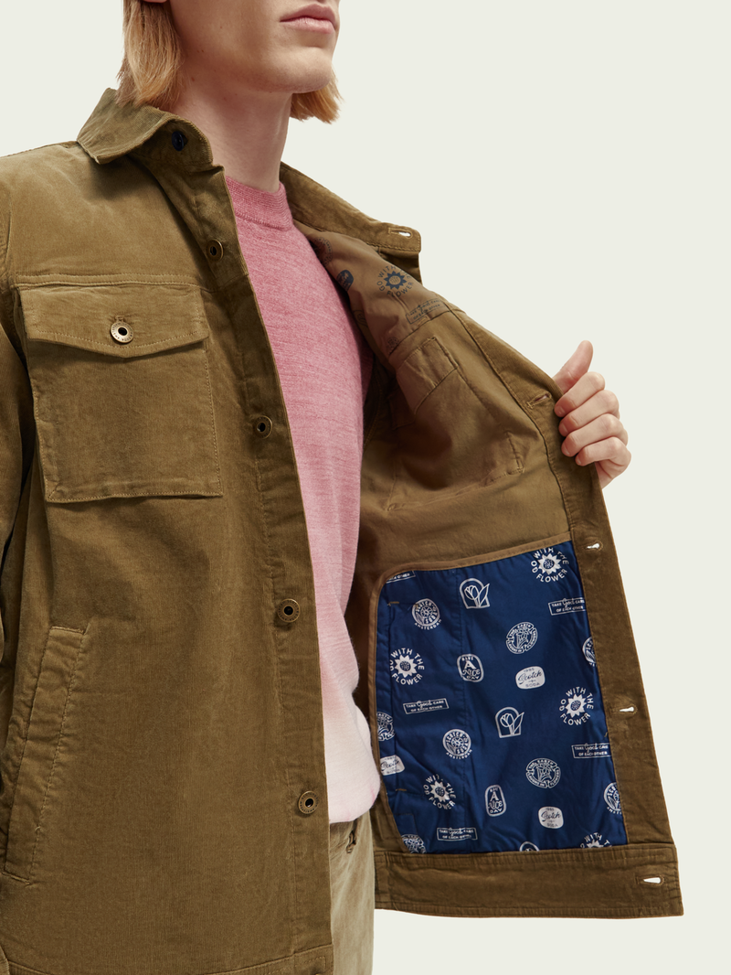 SCOTCH & SODA Organic Cotton Corduroy Overshirt in Khaki | Endource