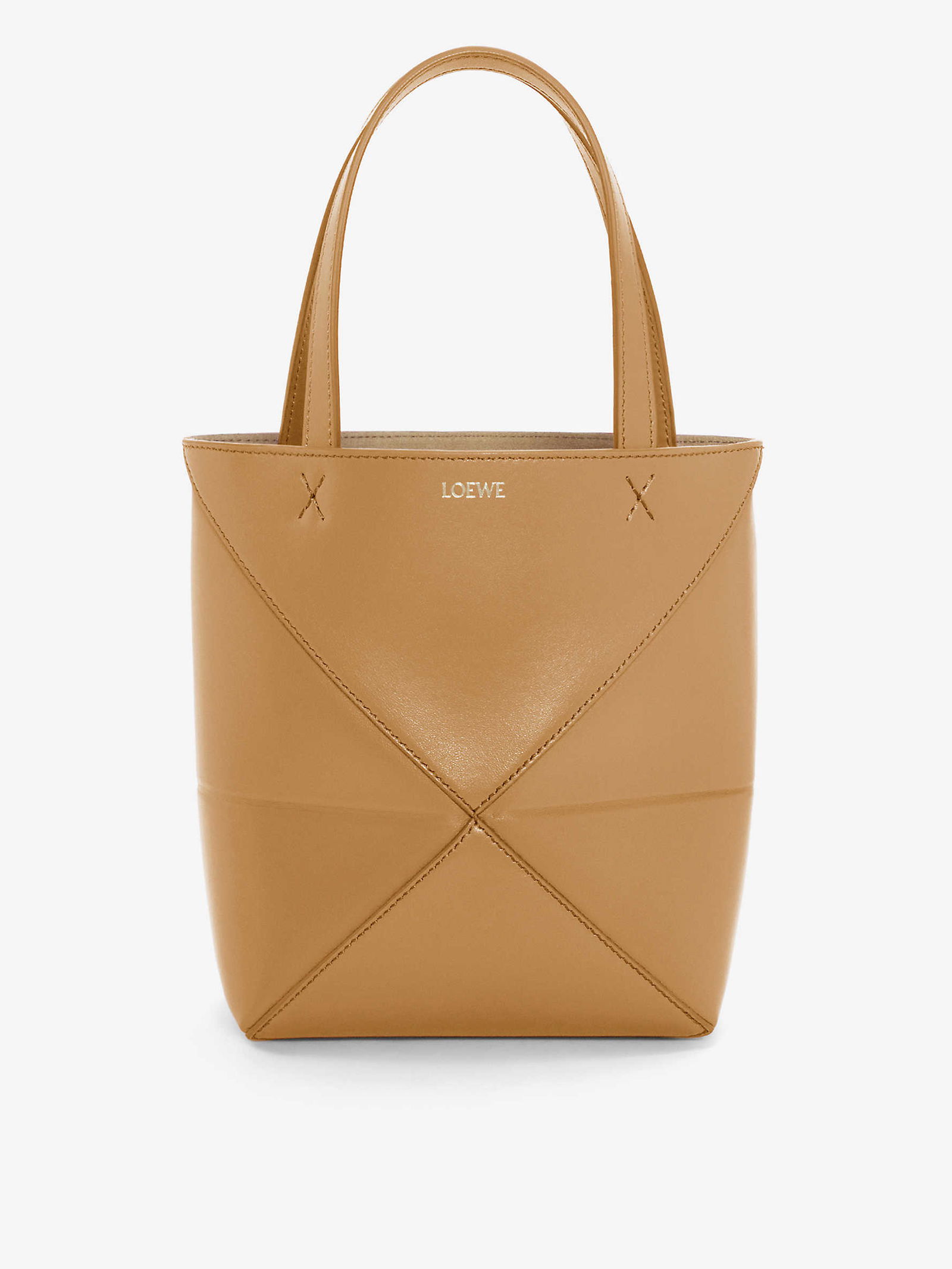 LOEWE Puzzle Fold Mini Leather Tote Bag in WARM DESERT | endource