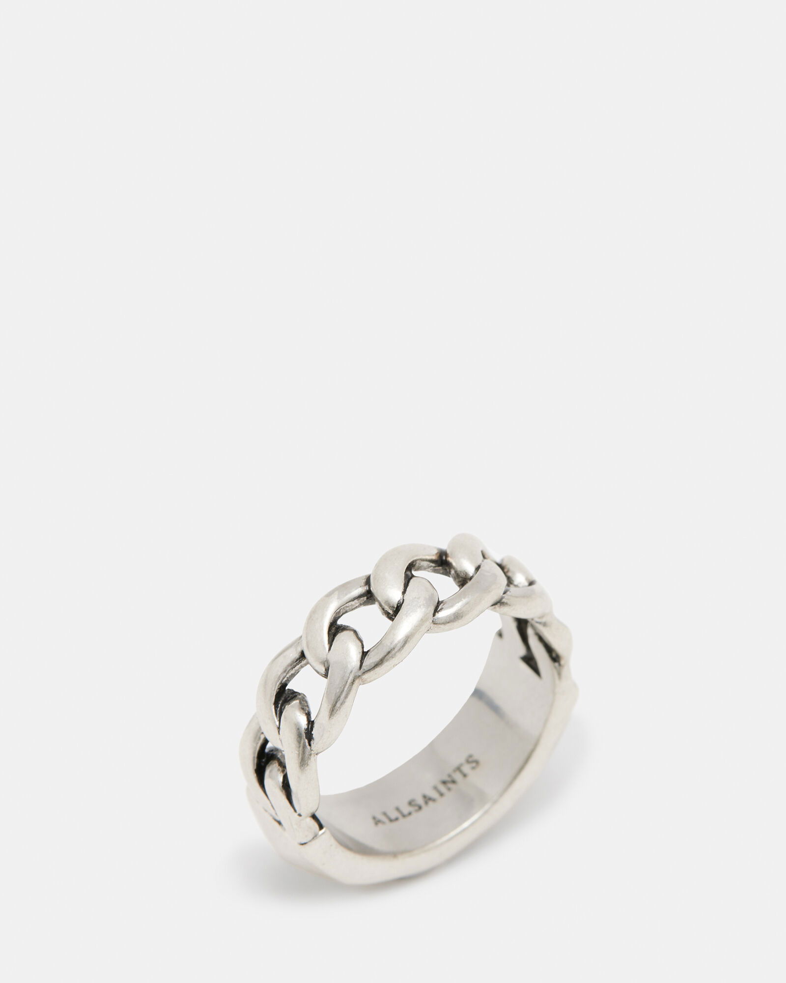 ALLSAINTS Pyramid Sterling Silver Chain Ring in Warm Silver | endource
