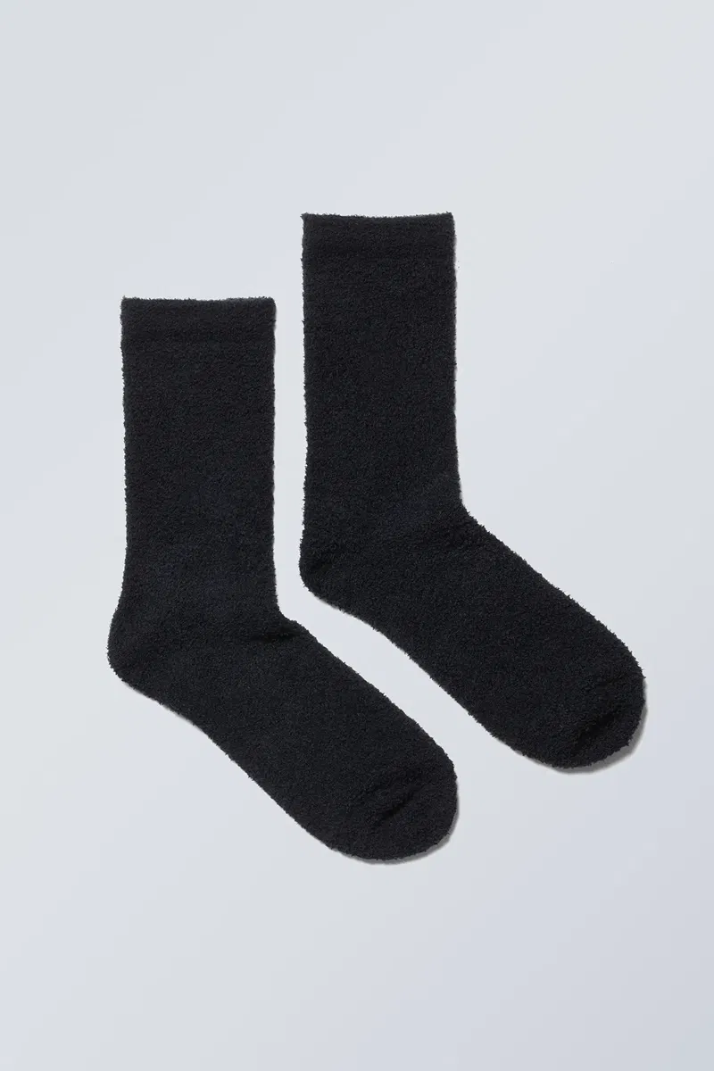 WEEKDAY Cosy Socks in Black | Endource