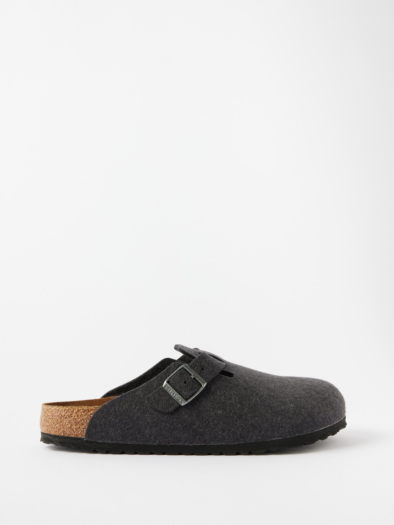 BIRKENSTOCK Boston Buckled Wool-Felt Clogs in Grey | endource