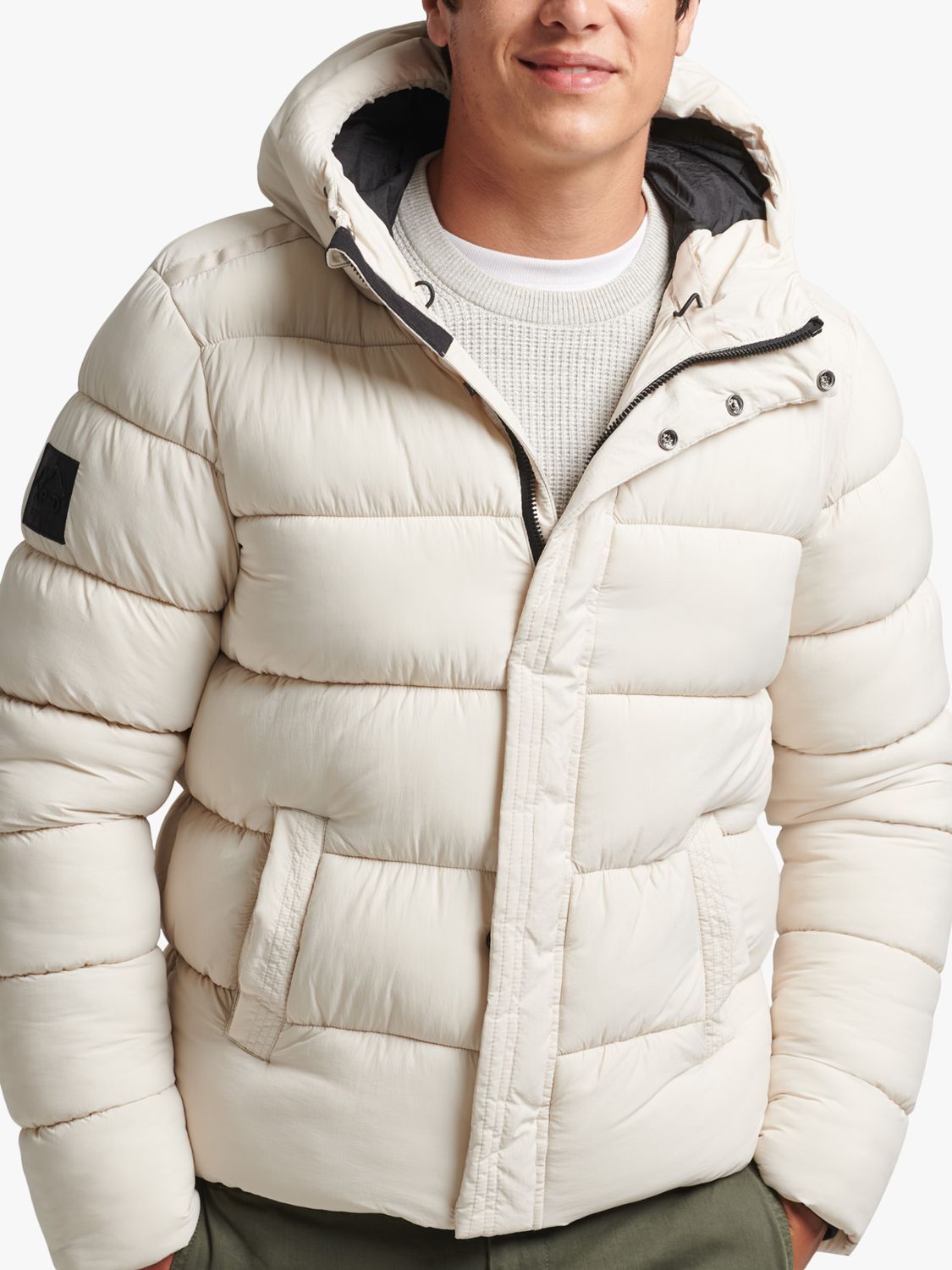 SUPERDRY Hooded XPD Sports Puffer Jacket in Washed Khaki | endource