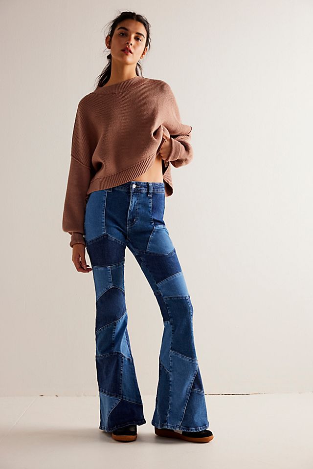 FREE PEOPLE We The Free - No Boundaries Pieced Jeans in Blues Club ...