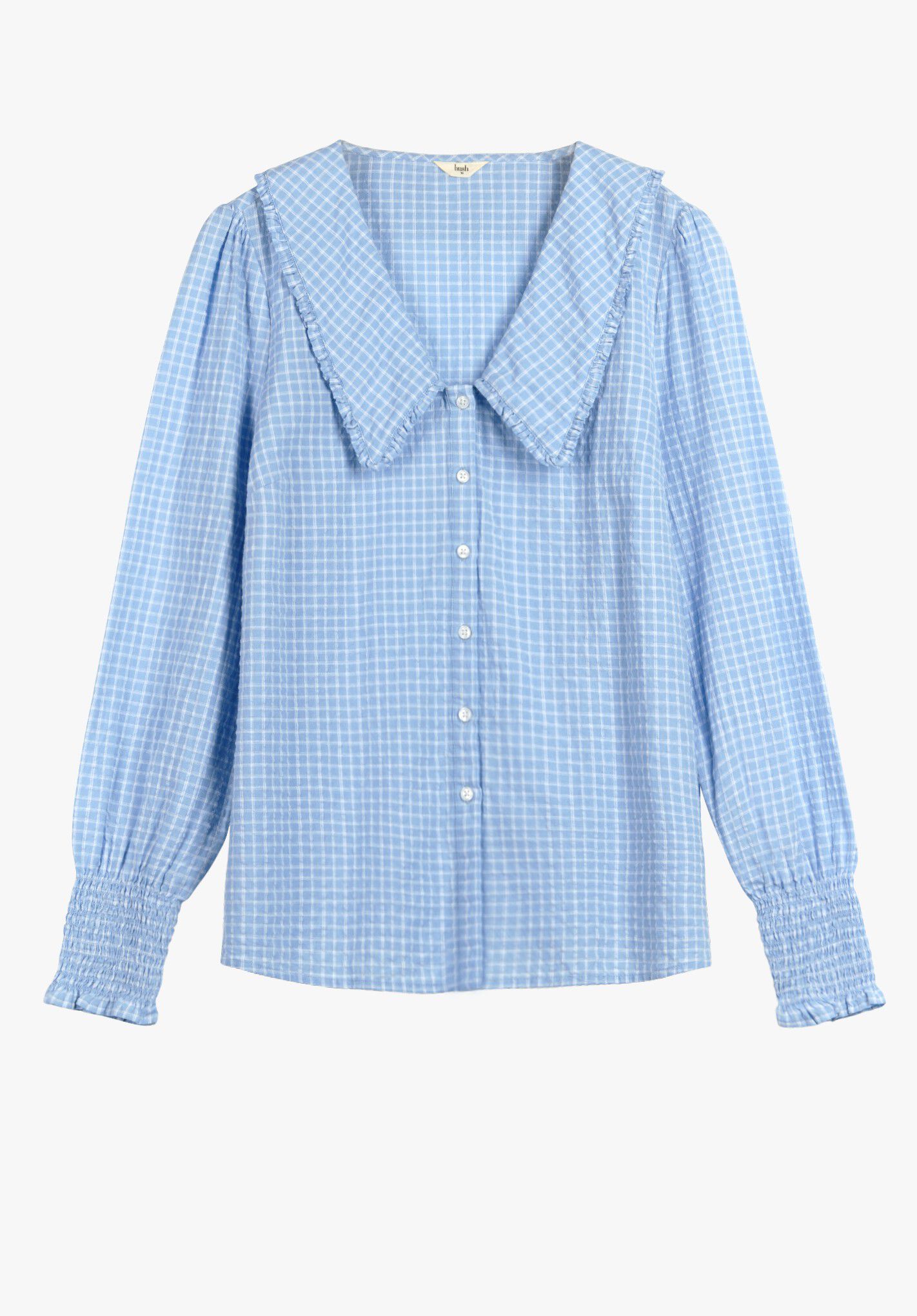 HUSH Pipa Checked Top in Blue | Endource