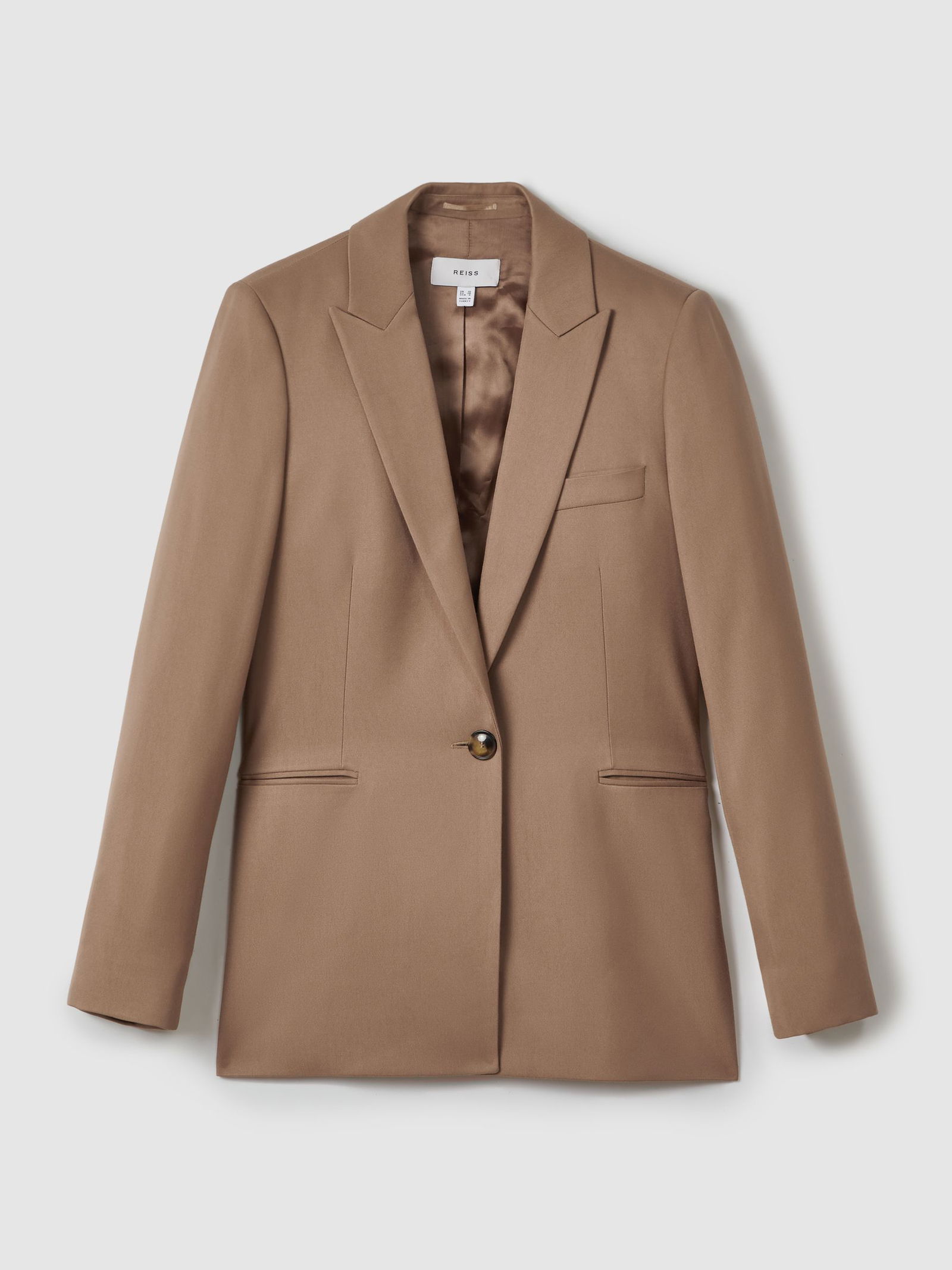 REISS Wren Single Breasted Suit Blazer in Mink Neutral | endource