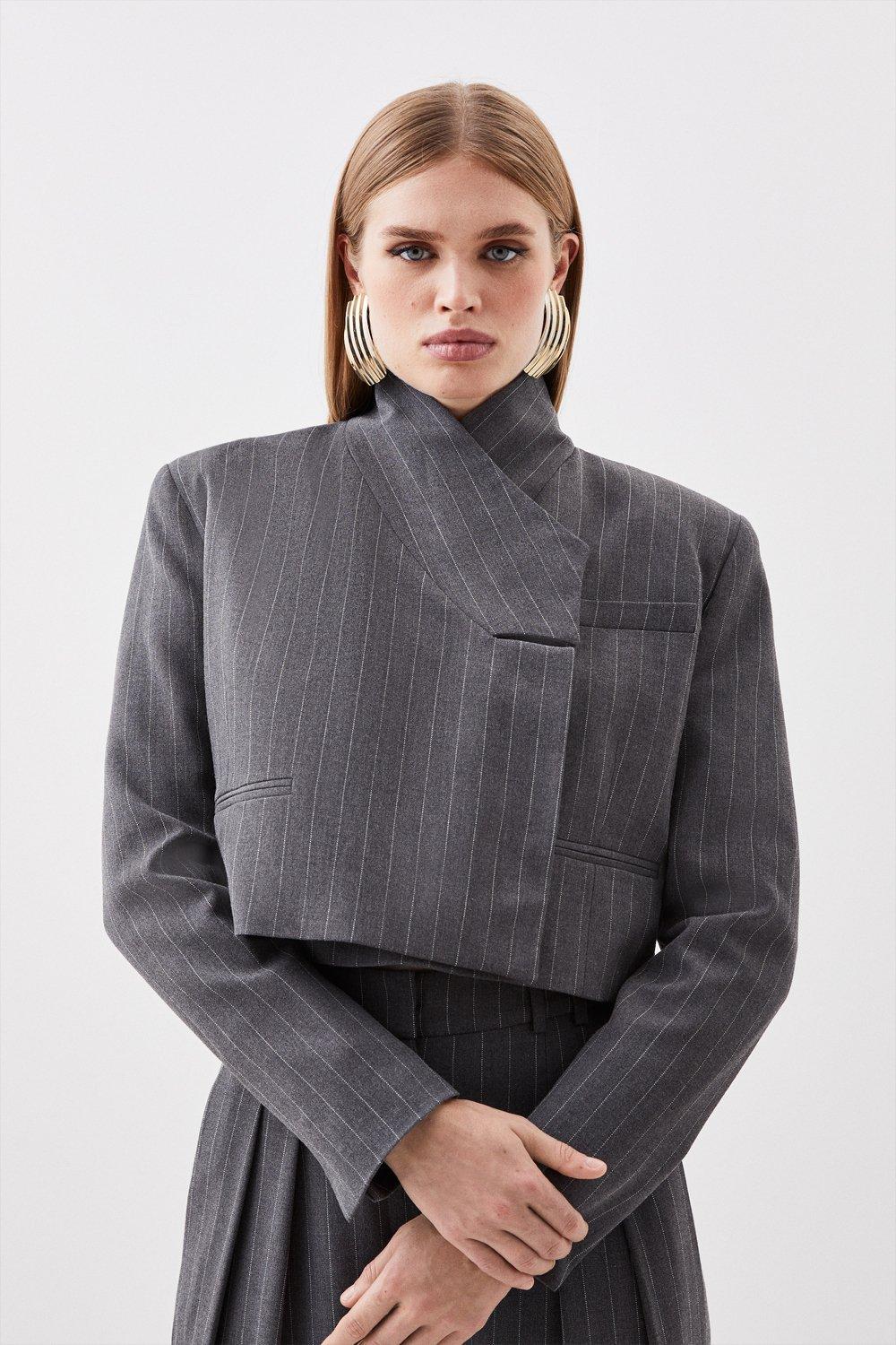 Karen Millen Tailored Pinstripe Cropped Blazer Endource