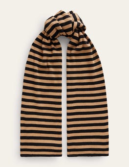 BODEN Metallic-Stripe Scarf in Black and Gold | endource