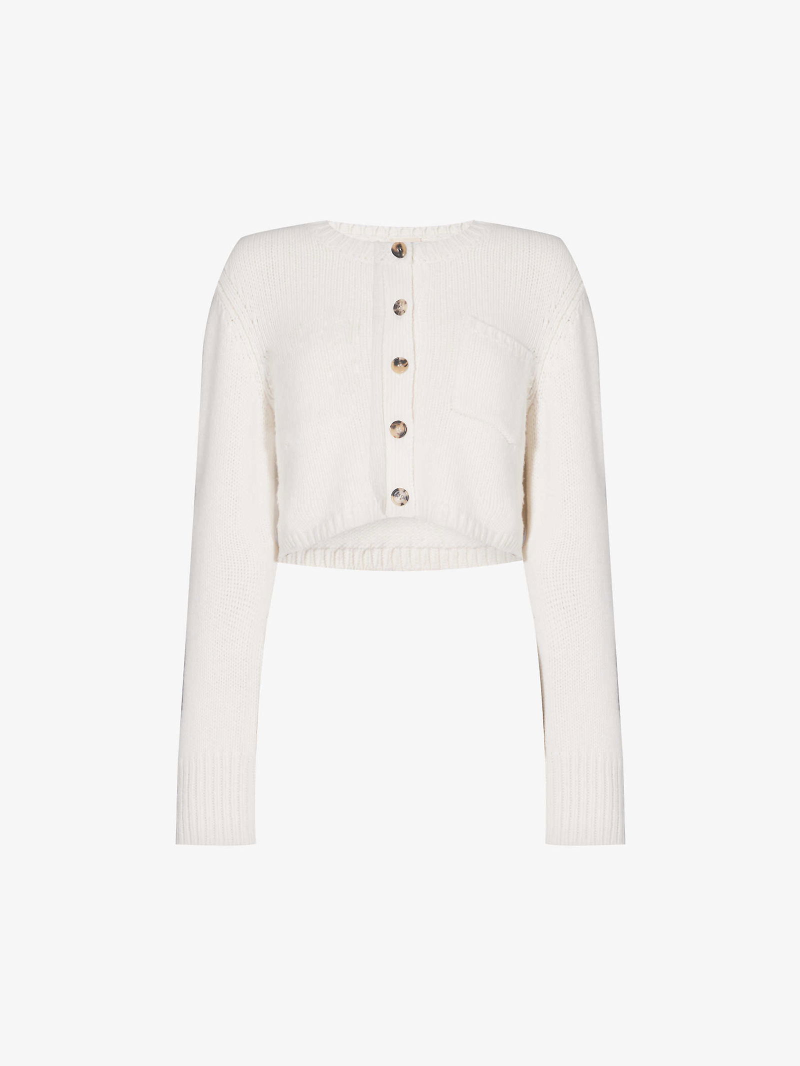 KHAITE Lavan Round-Neck Knitted Cashmere Cardigan in IVORY | endource