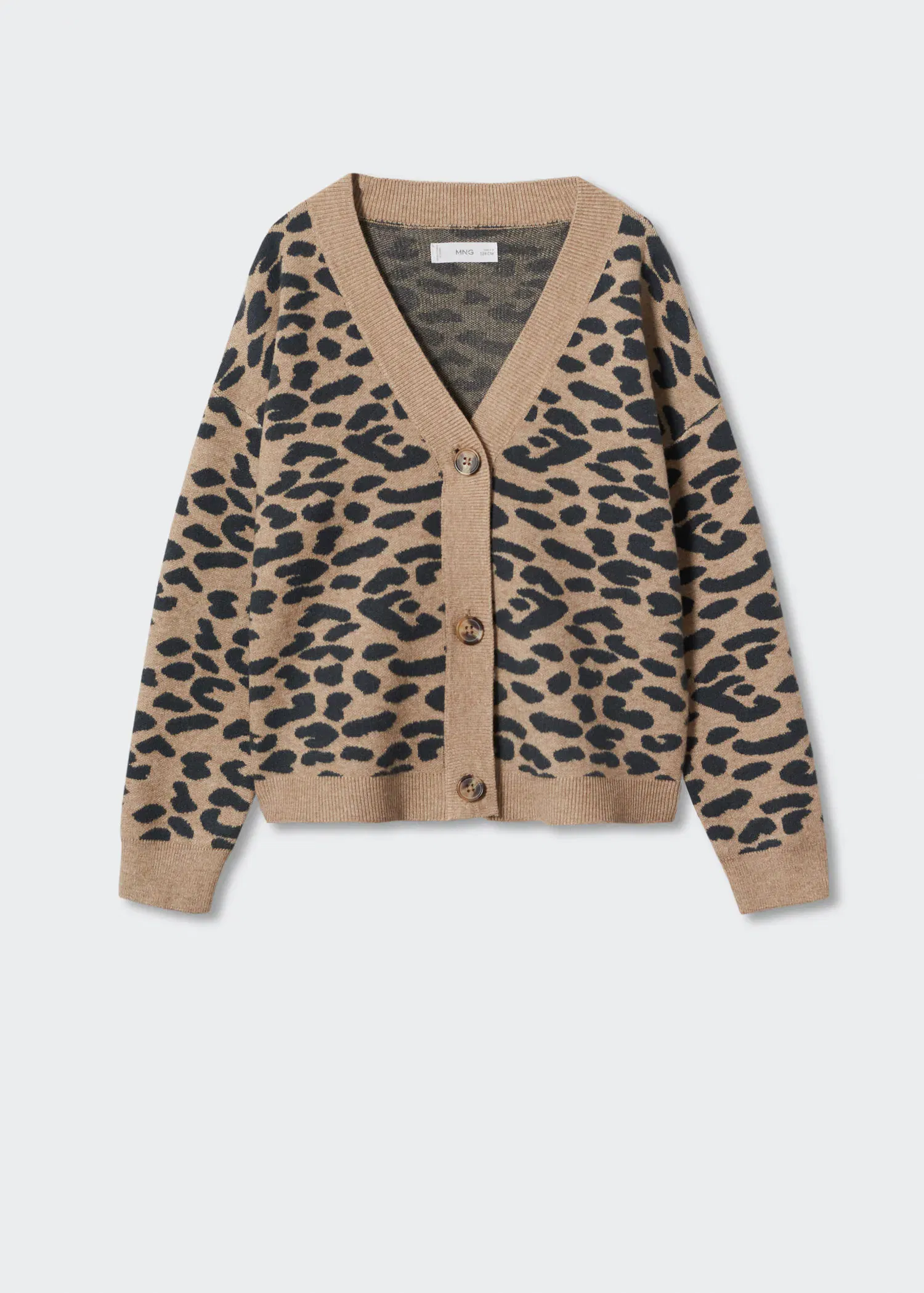 MANGO Leopard Print Cardigan in Medium Brown | endource