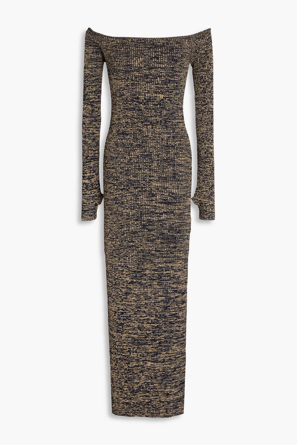 REMAIN BIRGER CHRISTENSEN Off-The-Shoulder Marled Ribbed-Knit Maxi ...