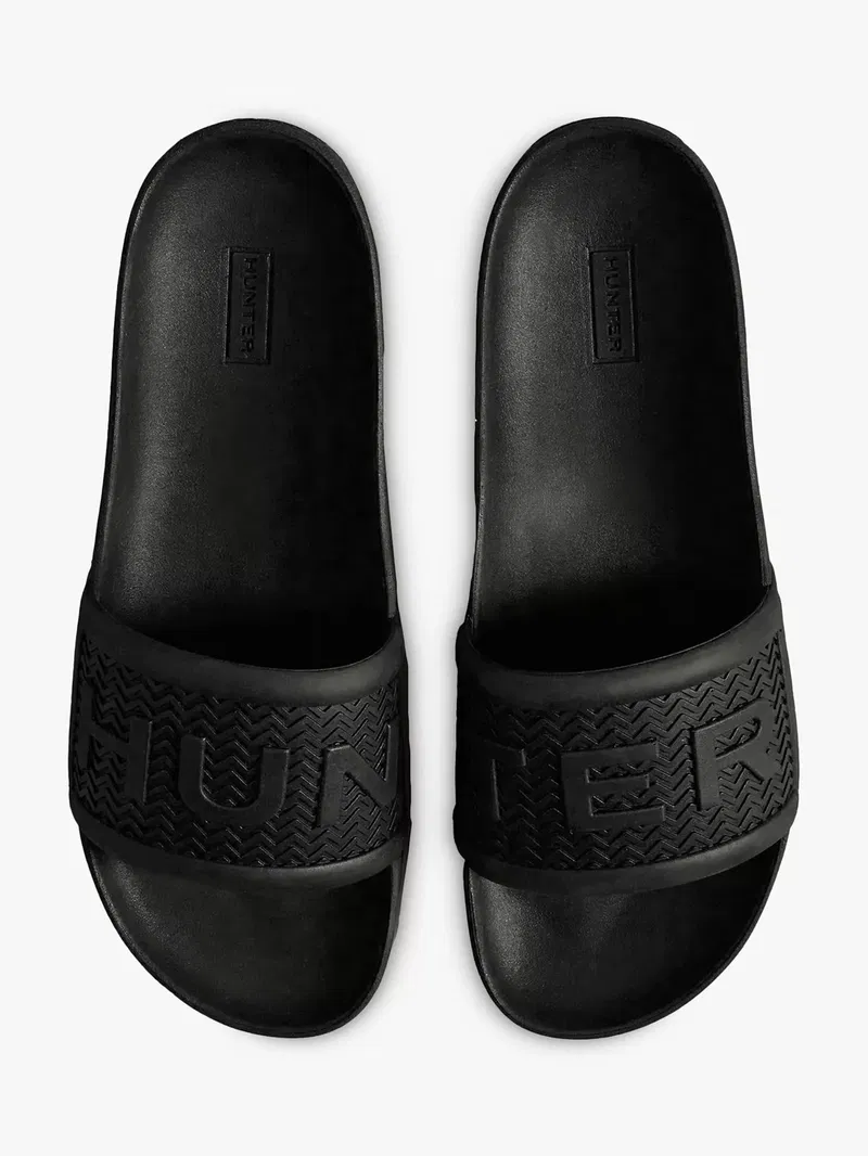 HUNTER Bloom Algae Foam Sliders in Black | Endource