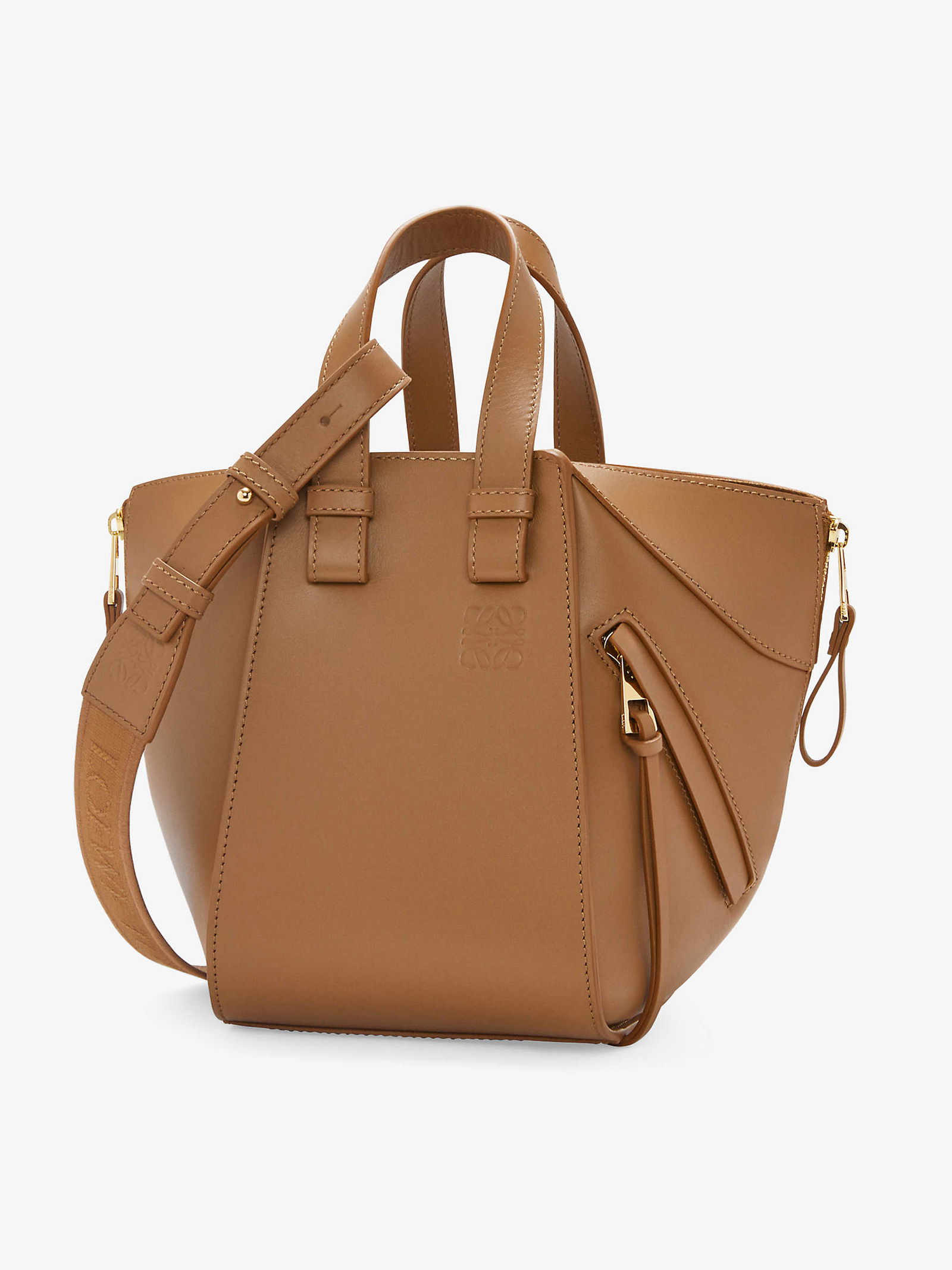 LOEWE Hammock Compact Leather Shoulder Bag in OAK | Endource