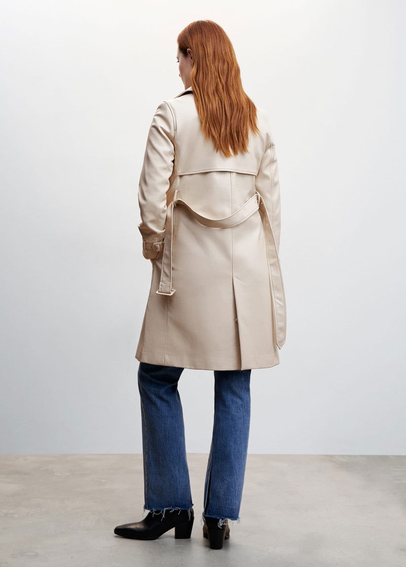 MANGO Classic Leather Effect Trench Coat | Endource