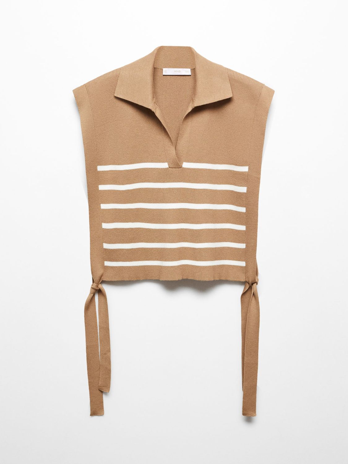 MANGO Diana Striped Gilet in Light Beige | Endource