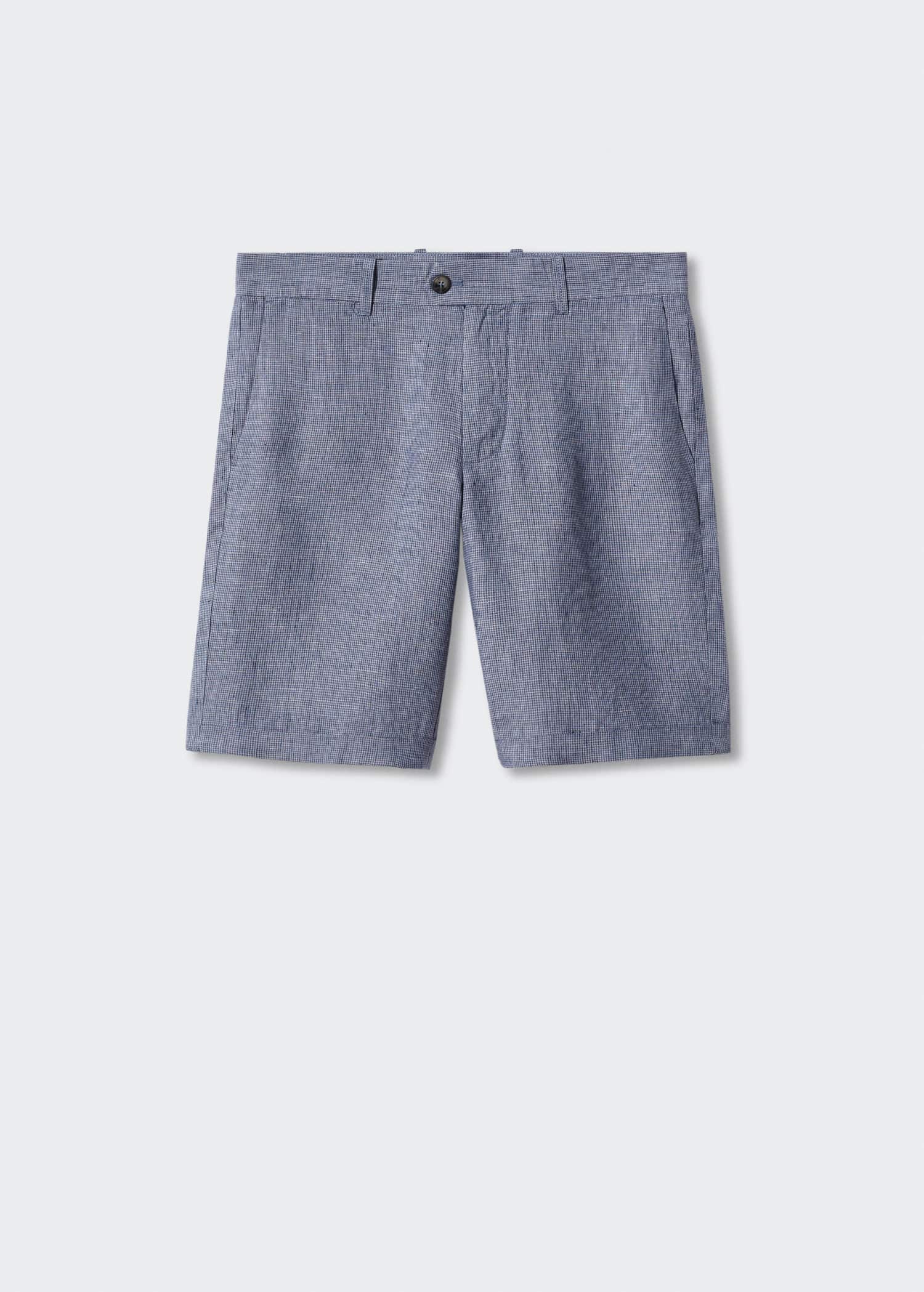 MANGO 100% Linen Shorts in Navy | endource