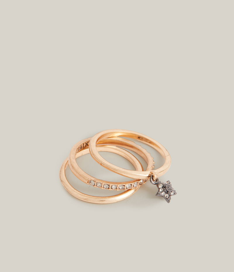 ALLSAINTS Cosma Ring Set in Hematite/Warm Brass | Endource