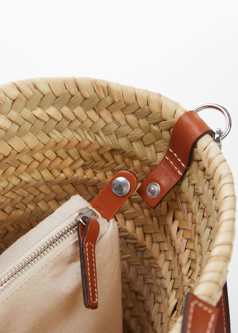 MANGO Raffia Tote Bag in Leather | Endource