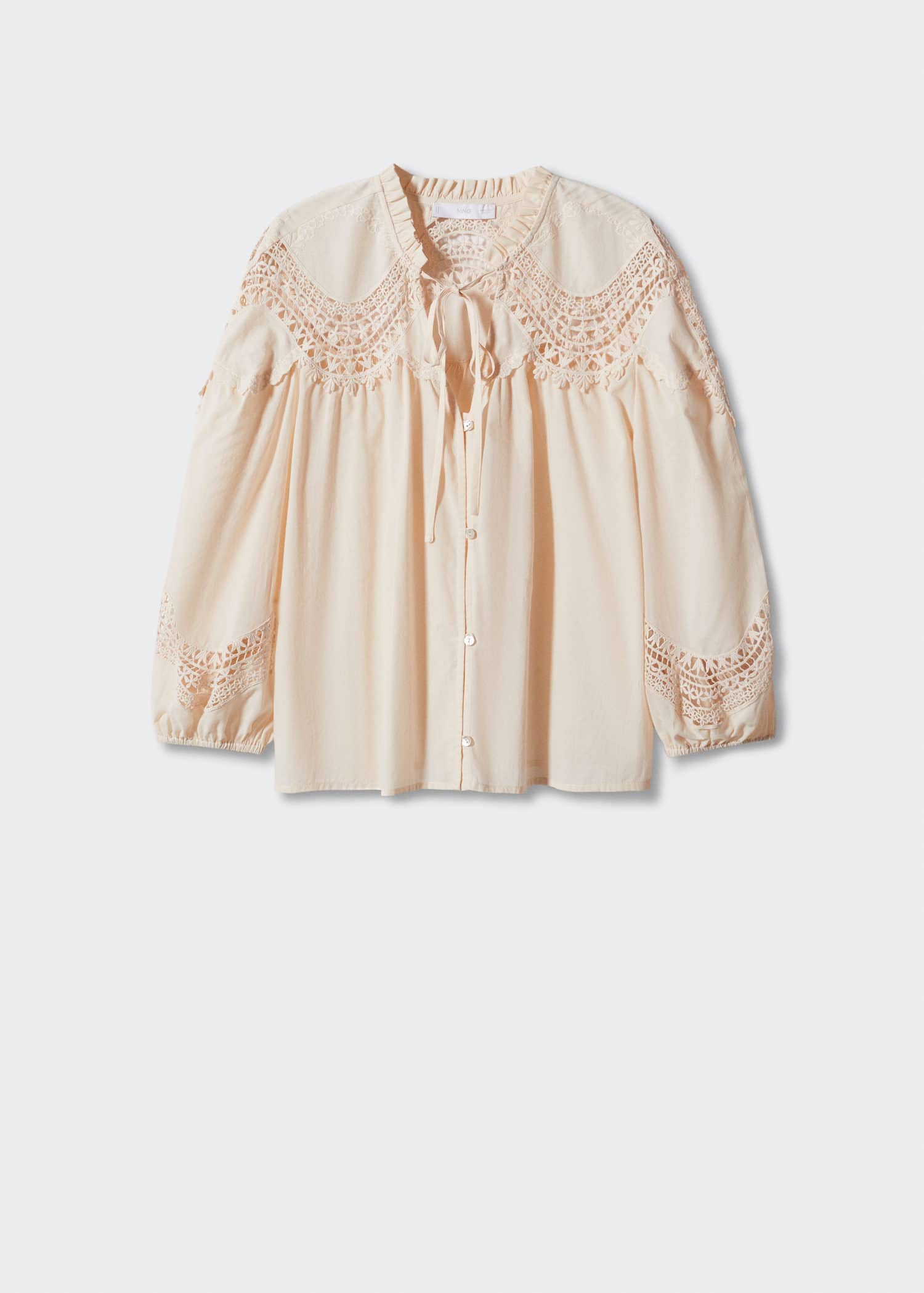 MANGO Embroidered Cord Blouse in Pastel Pink | endource