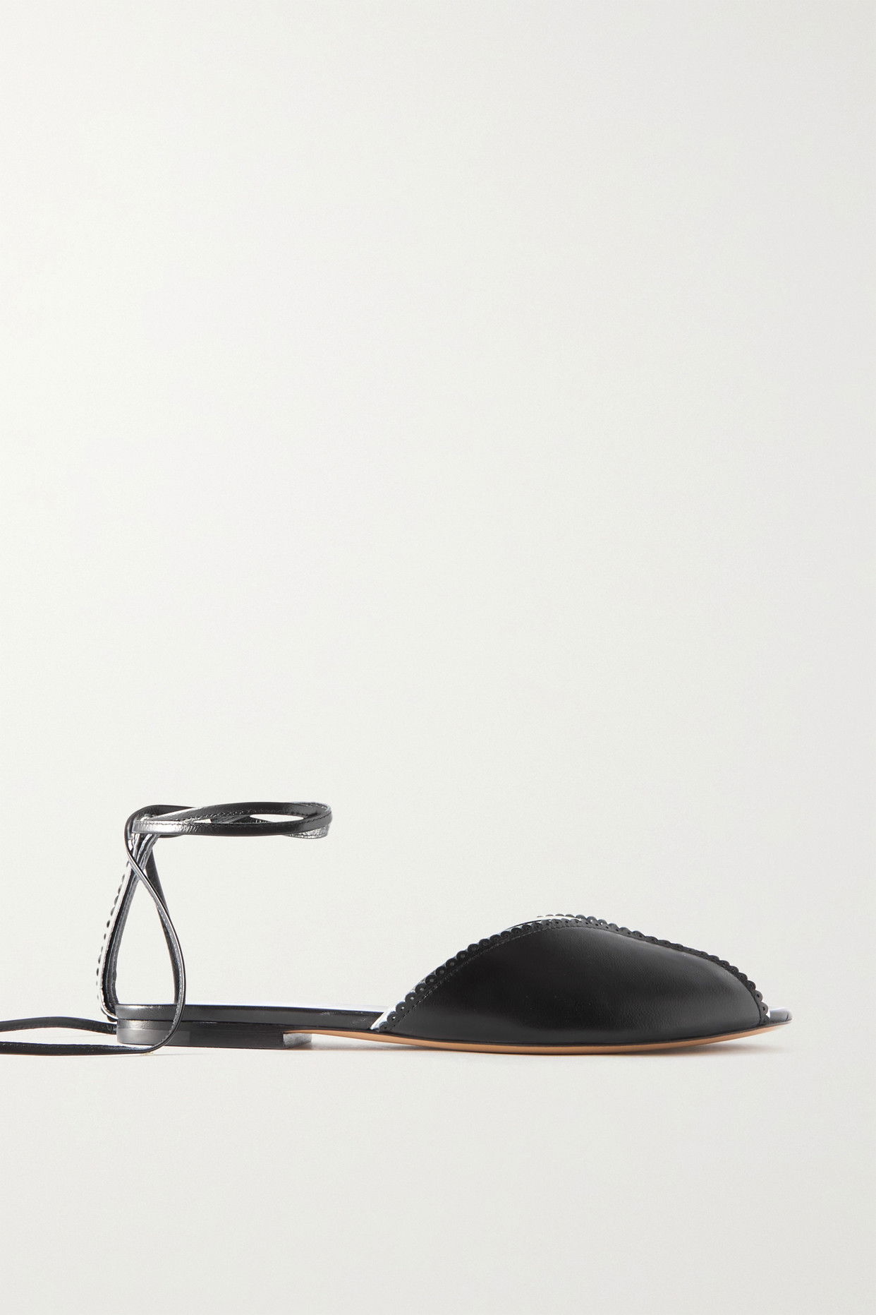 THE ROW Charlotte Tasseled Leather Sandals in Black | endource