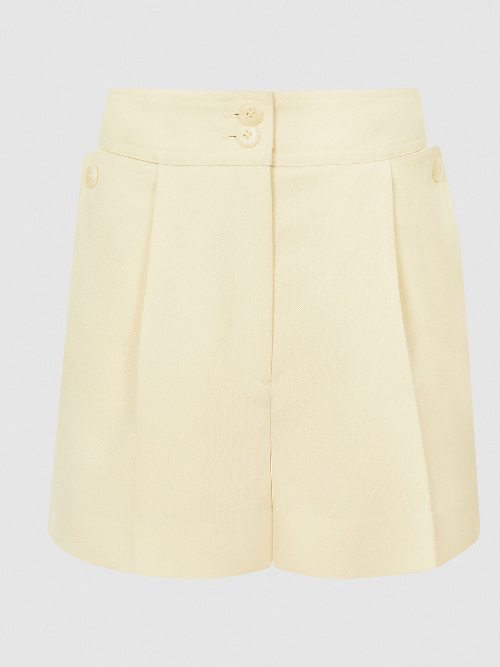 REISS Myah Wool Blend Pleat Front Shorts | endource
