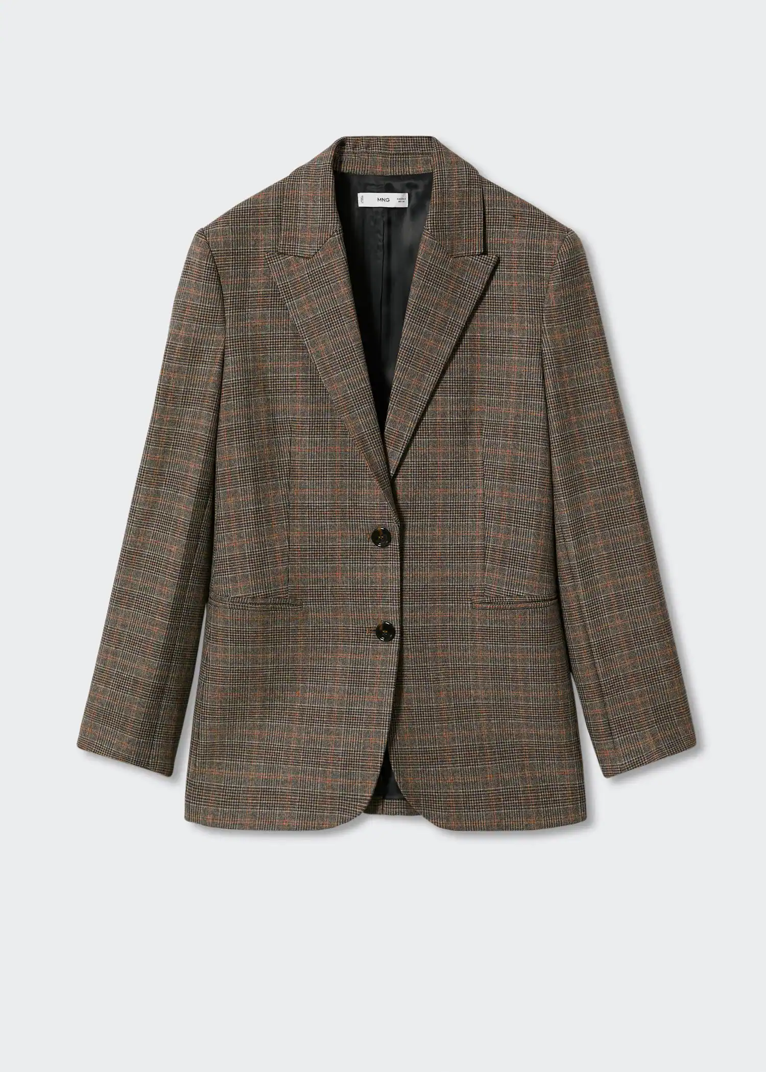 MANGO Check Suit Blazer in Brown | endource