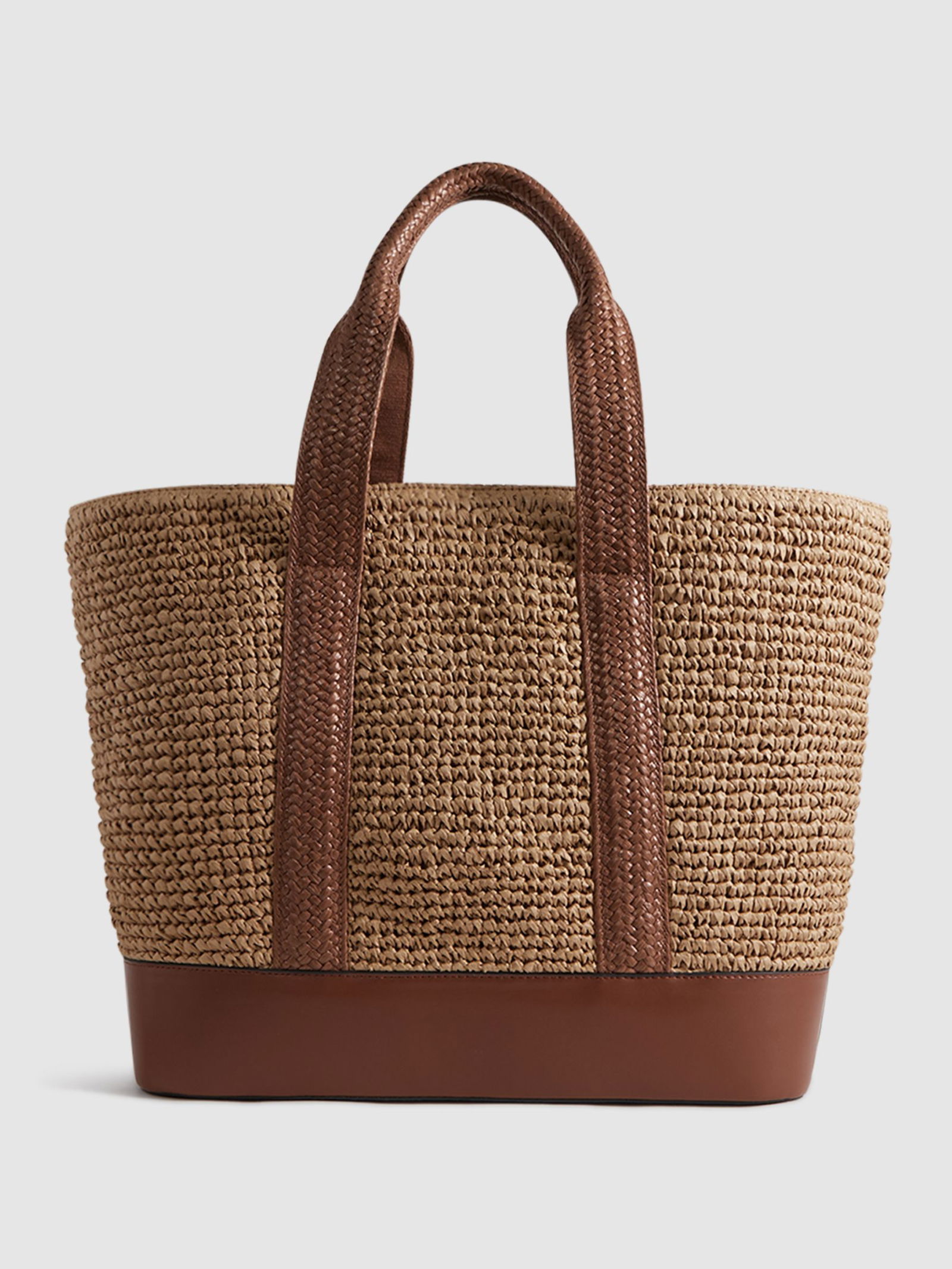 REISS Mira Raffia Tote Bag in Tan | Endource