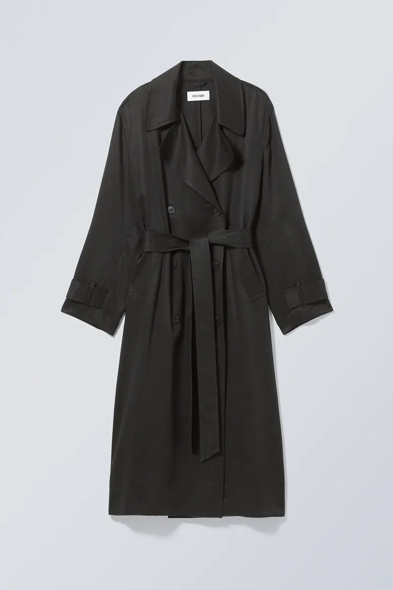 WEEKDAY Evelyn Lyocell Trench Coat in Black | Endource