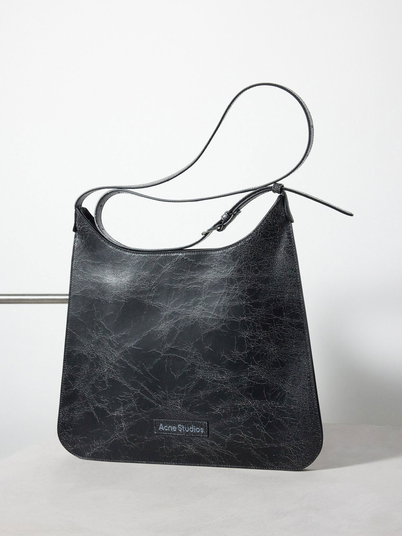 ACNE STUDIOS Platt Cracked-Leather Hobo Shoulder Bag | endource