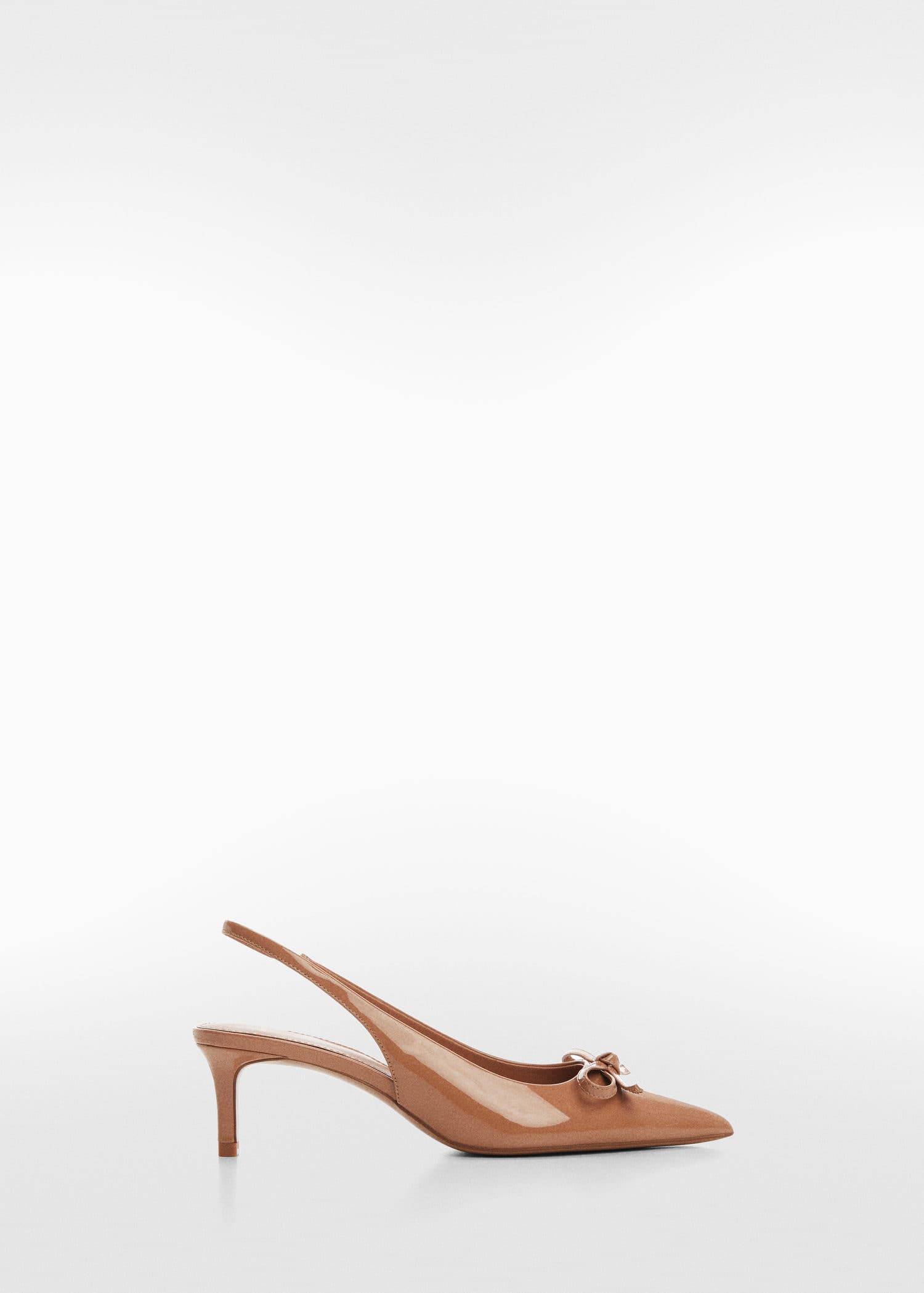 MANGO Patent Leather Slingback Shoe in Medium Brown | endource