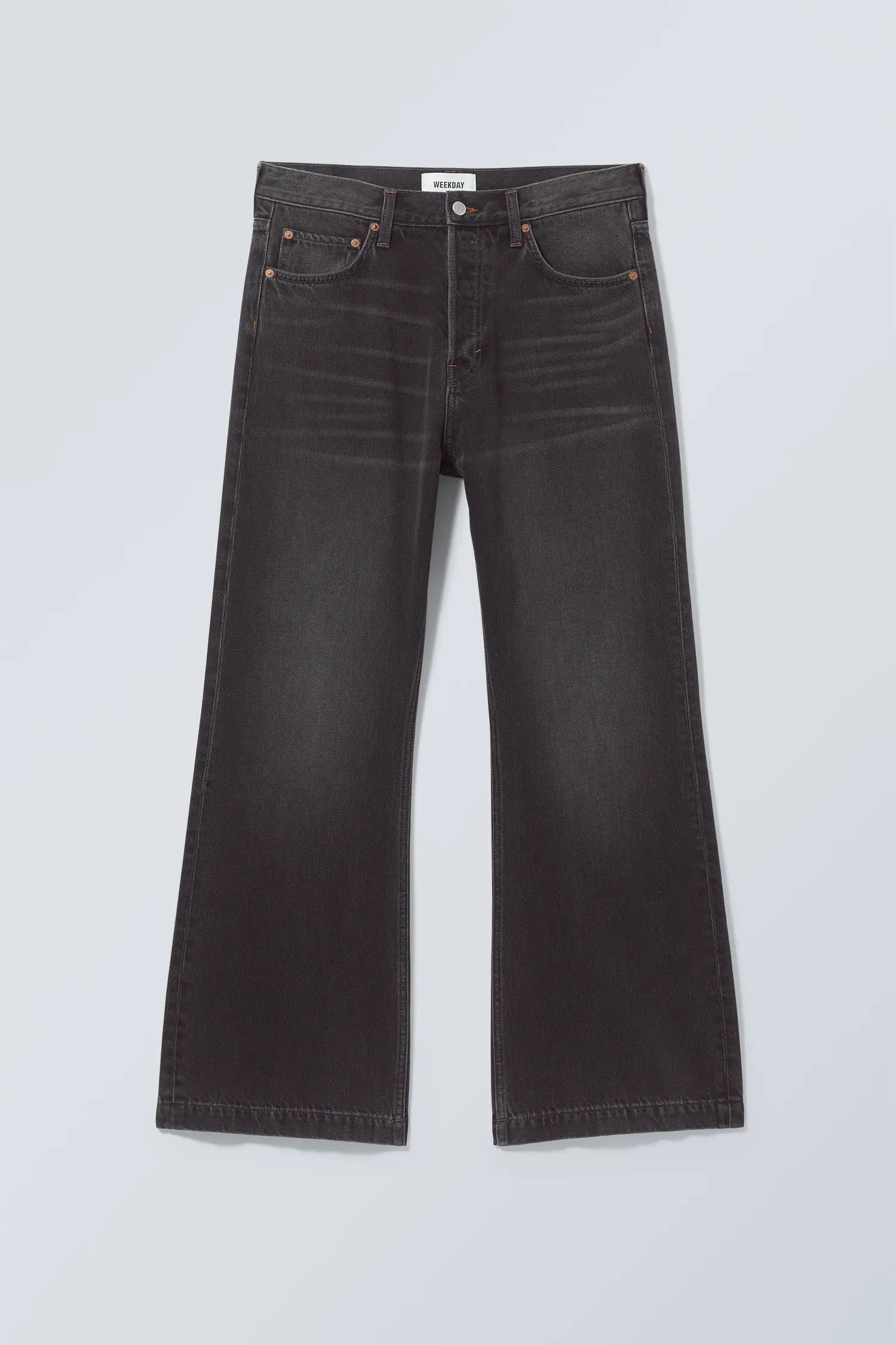 WEEKDAY Time Loose Bootcut Jeans in Anthracite Black | endource