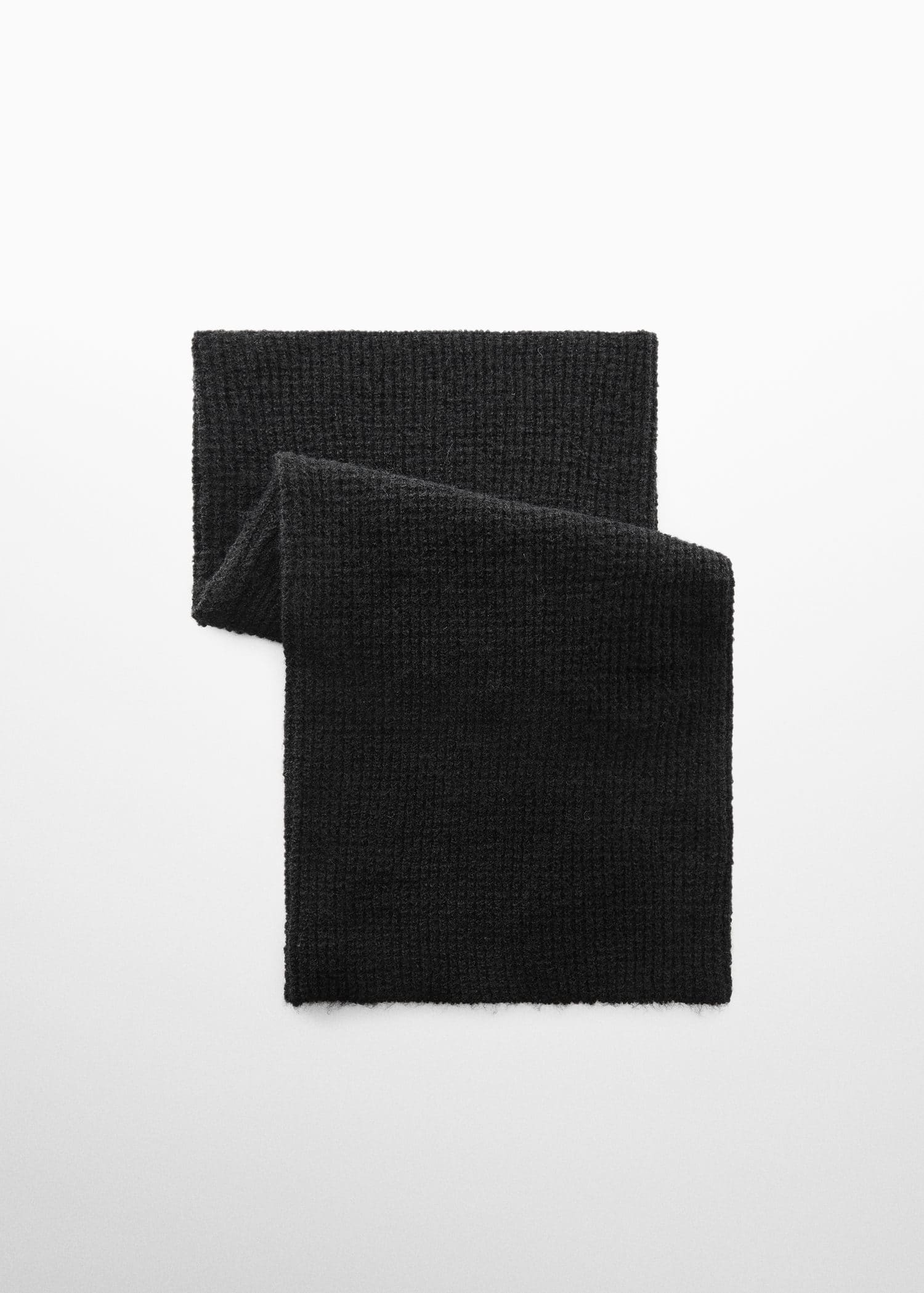 MANGO Knit Scarf in Black | endource