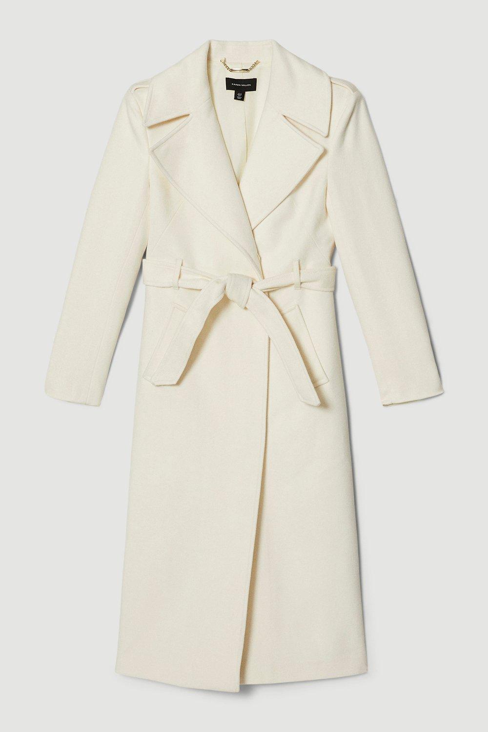 KAREN MILLEN Italian Luxe Finish Wool Cashmere Blend Strong Shoulder ...