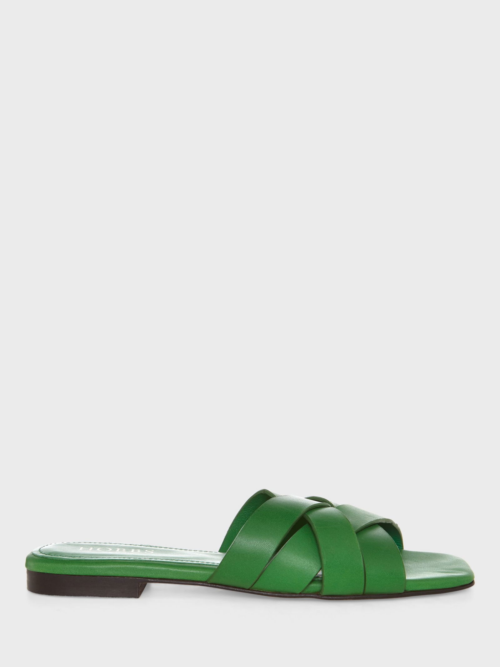 HOBBS Annie Woven Leather Slider Sandals in Fresh Green | endource