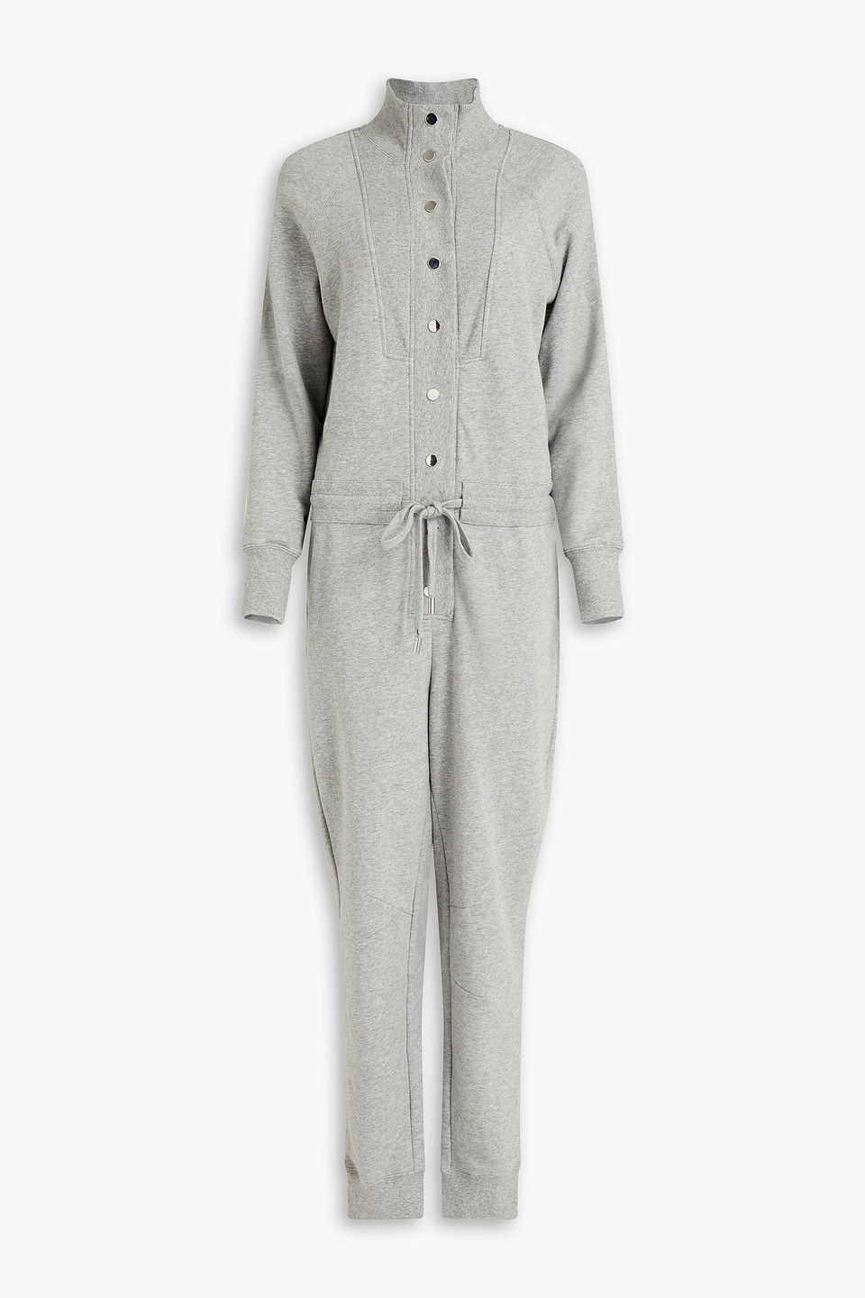 VERONICA BEARD Finn Mélange French Cotton-Terry Jumpsuit in Gray | endource