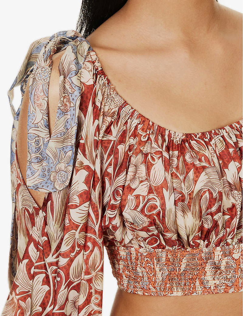 ZIMMERMANN Chintz Floral-Print Silk Top in SPLICED | Endource