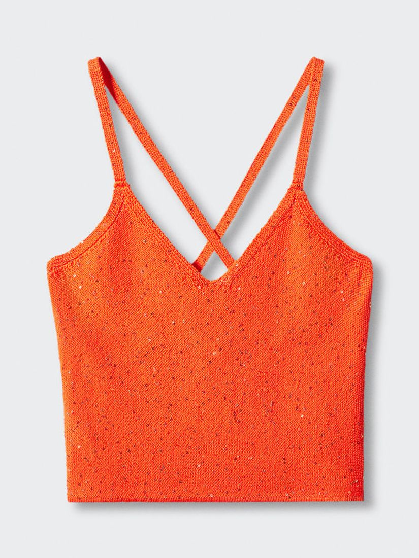 MANGO Clara Sequin Top in Orange | endource