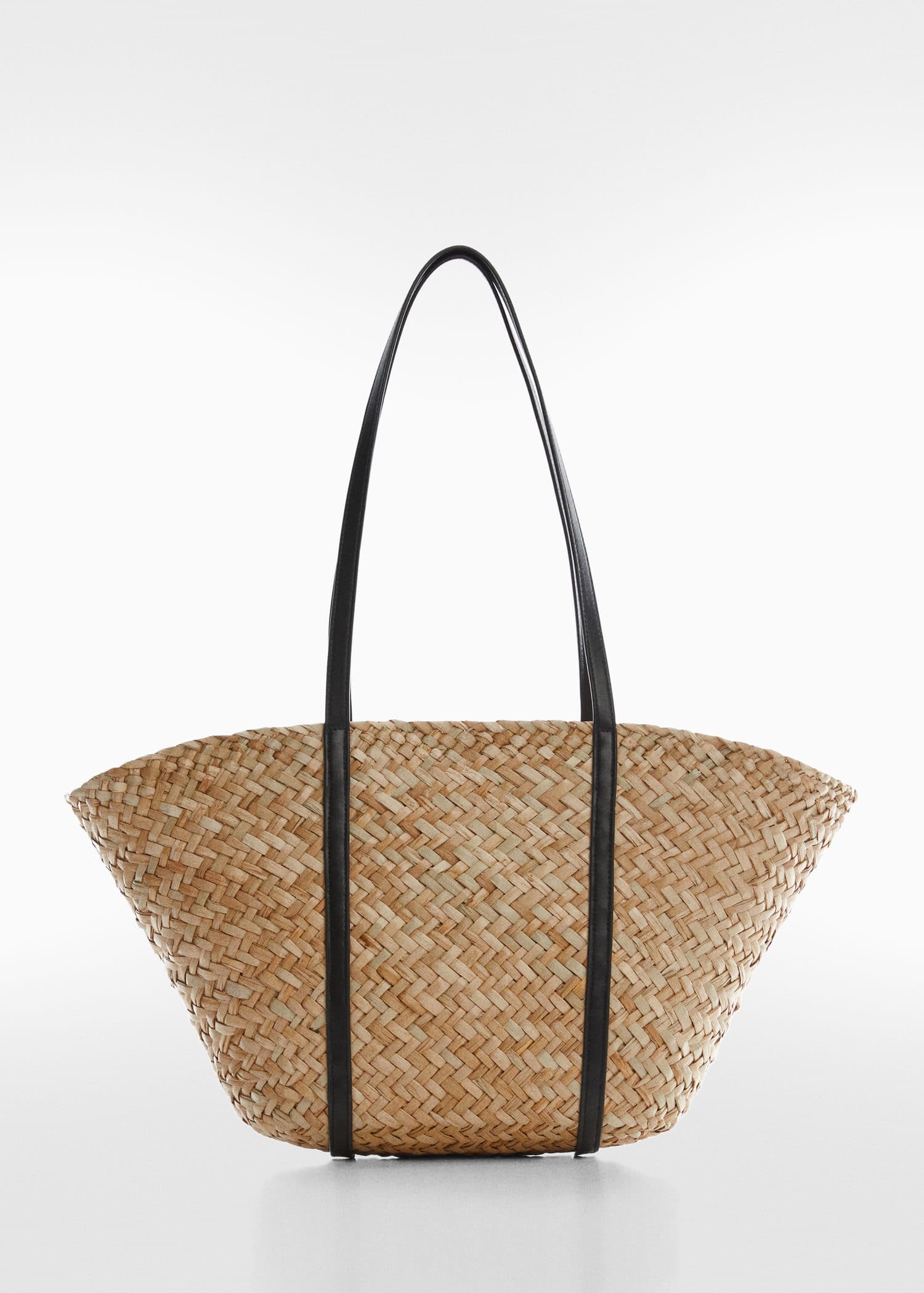 MANGO Natural Fiber Carrycot Bag in Black | endource
