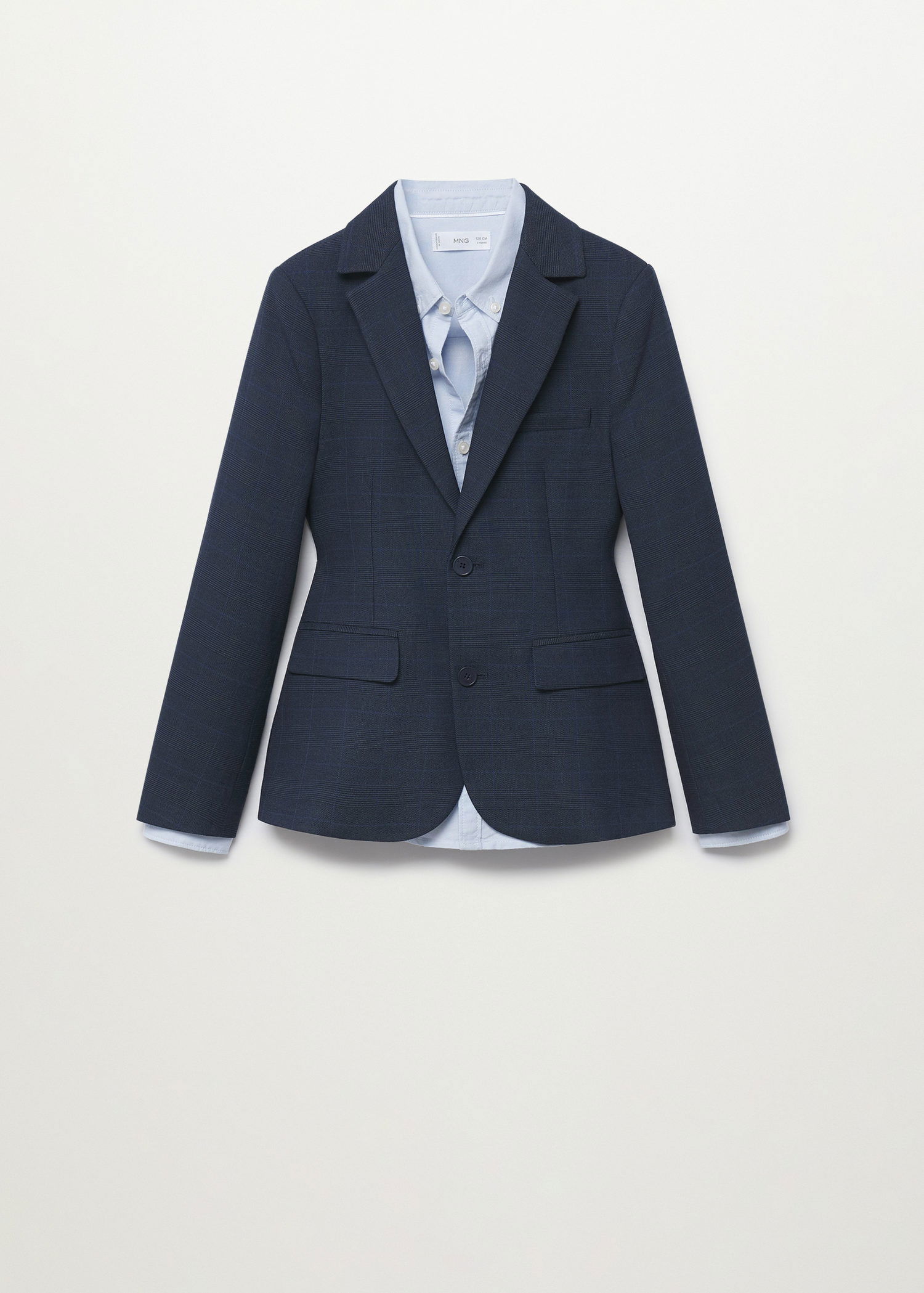 MANGO Check Suit Blazer in Dark Navy | endource