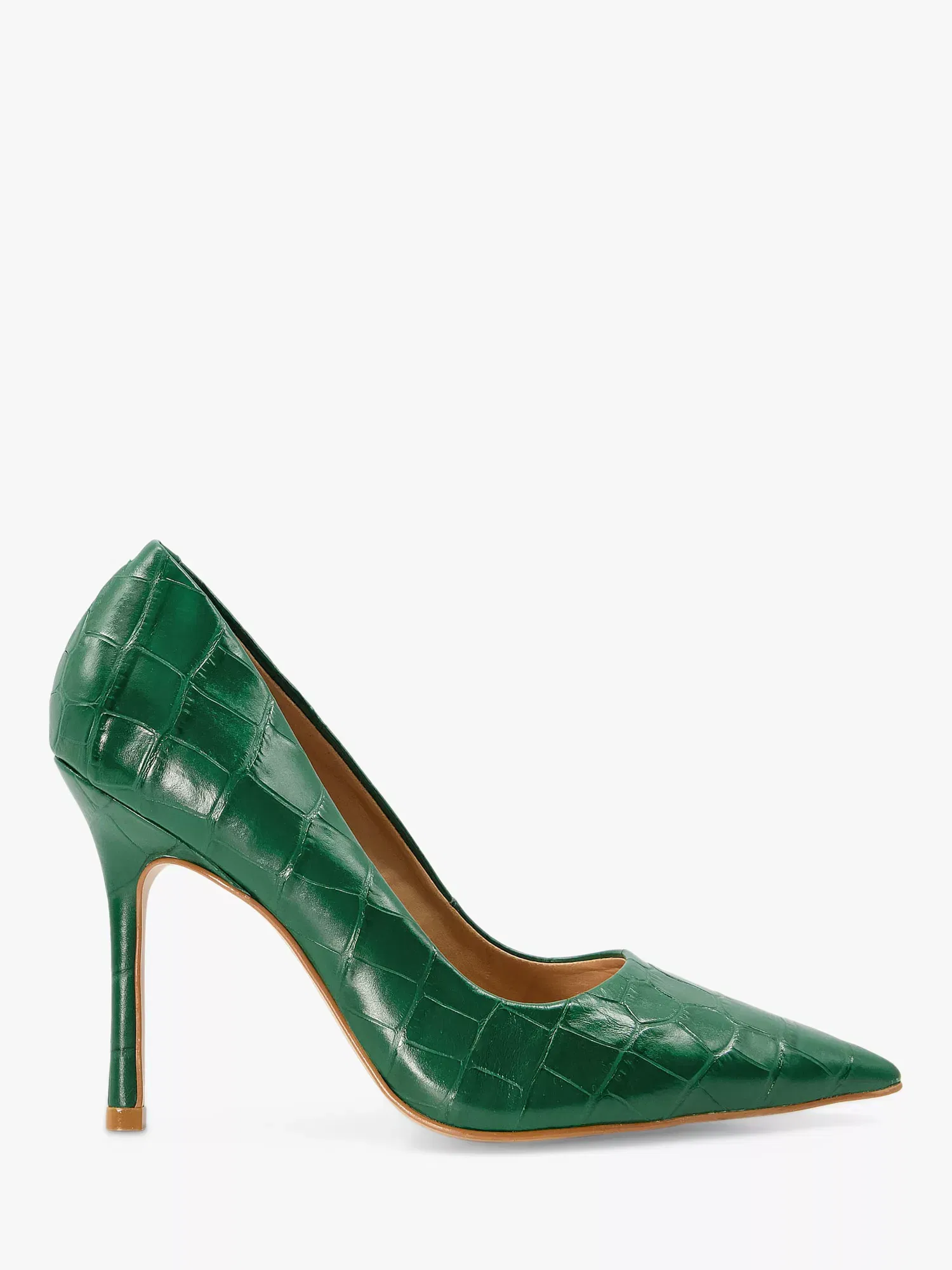 DUNE Bento Leather Pointed Toe Court Shoes in Dark Green-Dark Green ...