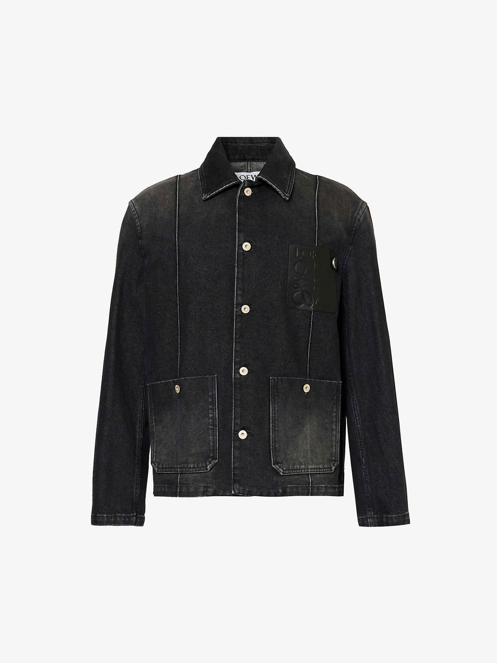 LOEWE Anagram Logo-Patch Regular-Fit Denim Jacket in WASHED BLACK ...