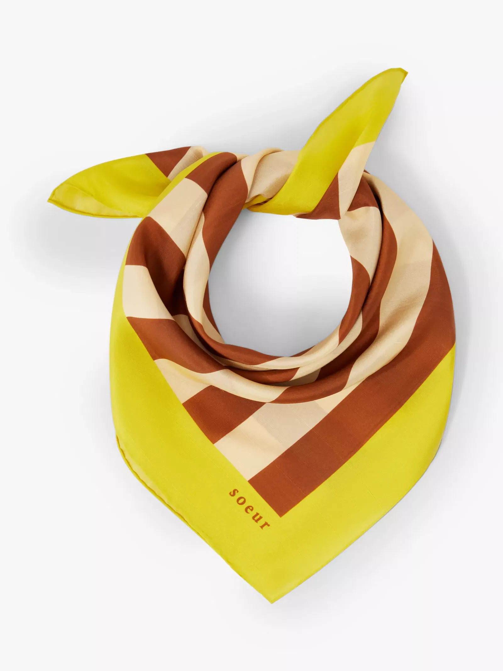 SOEUR Carre Stripe Silk Scarf in Multi | endource