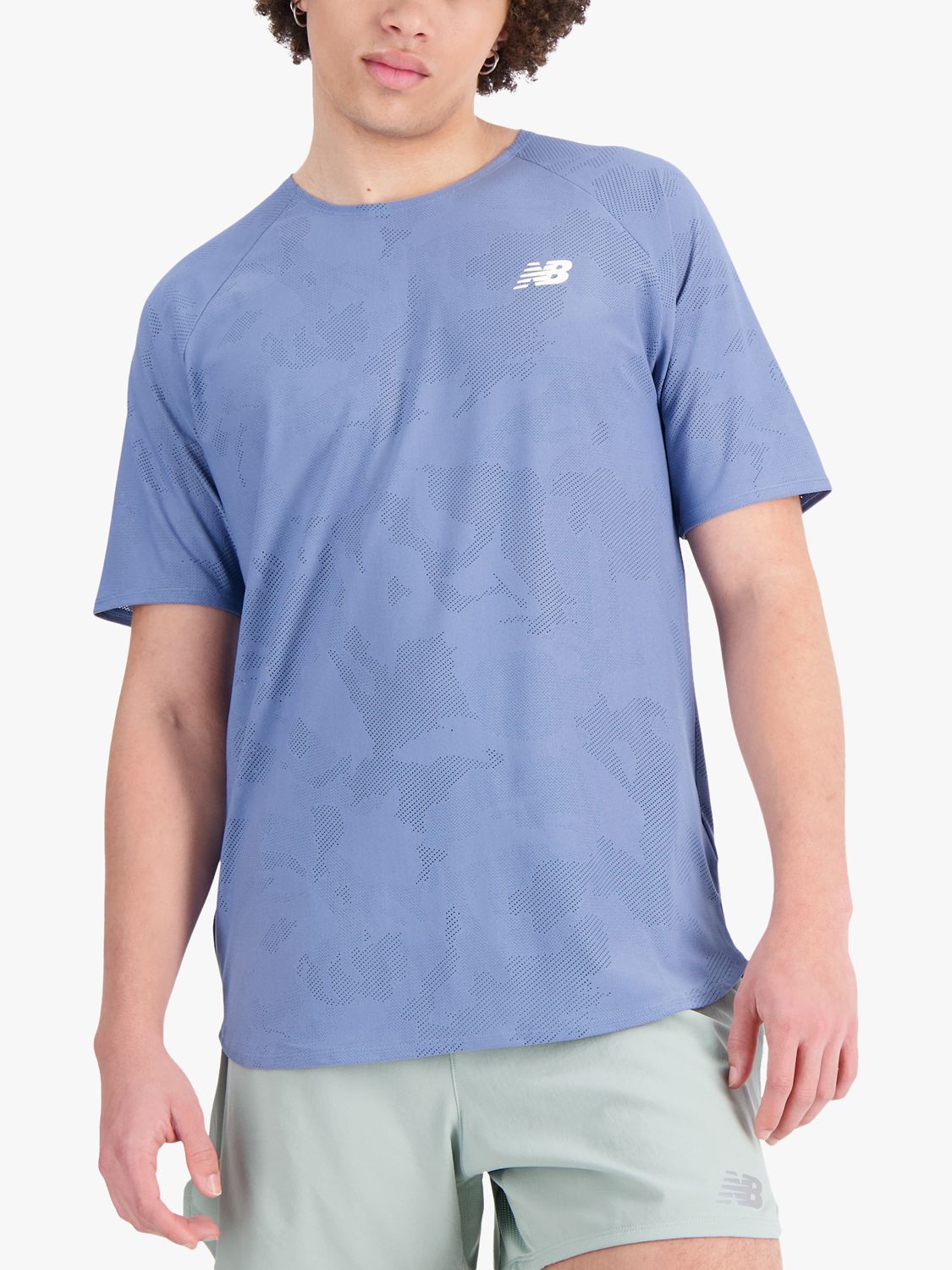 NEW BALANCE Q Speed Jacquard Short Sleeve Running Top in Blue | endource