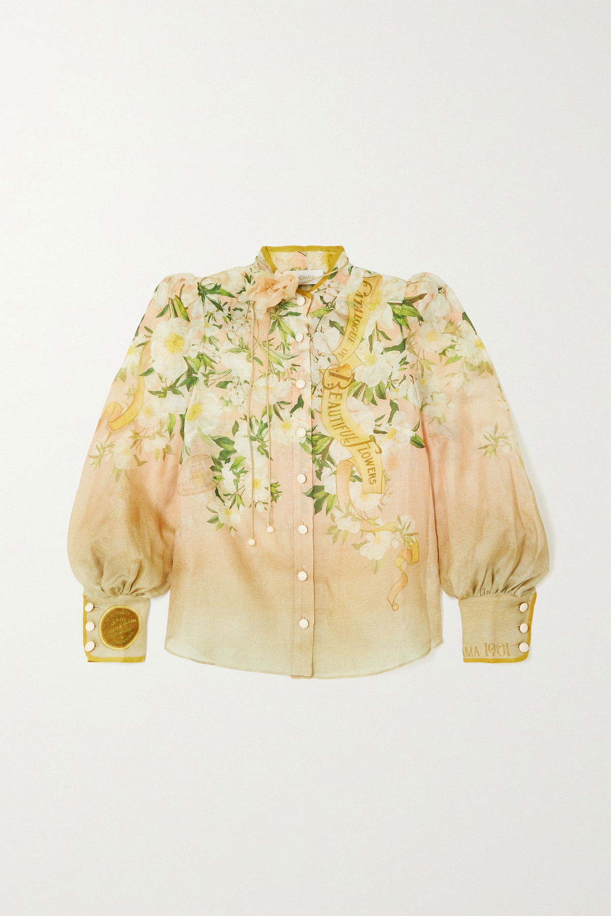 ZIMMERMANN Coaster Appliquéd Printed Linen And Silk-Blend Organza ...
