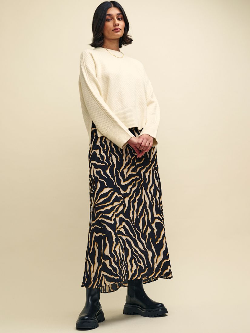 NOBODY'S CHILD Monie Valentina Zebra Midaxi Skirt in Black/Multi | endource